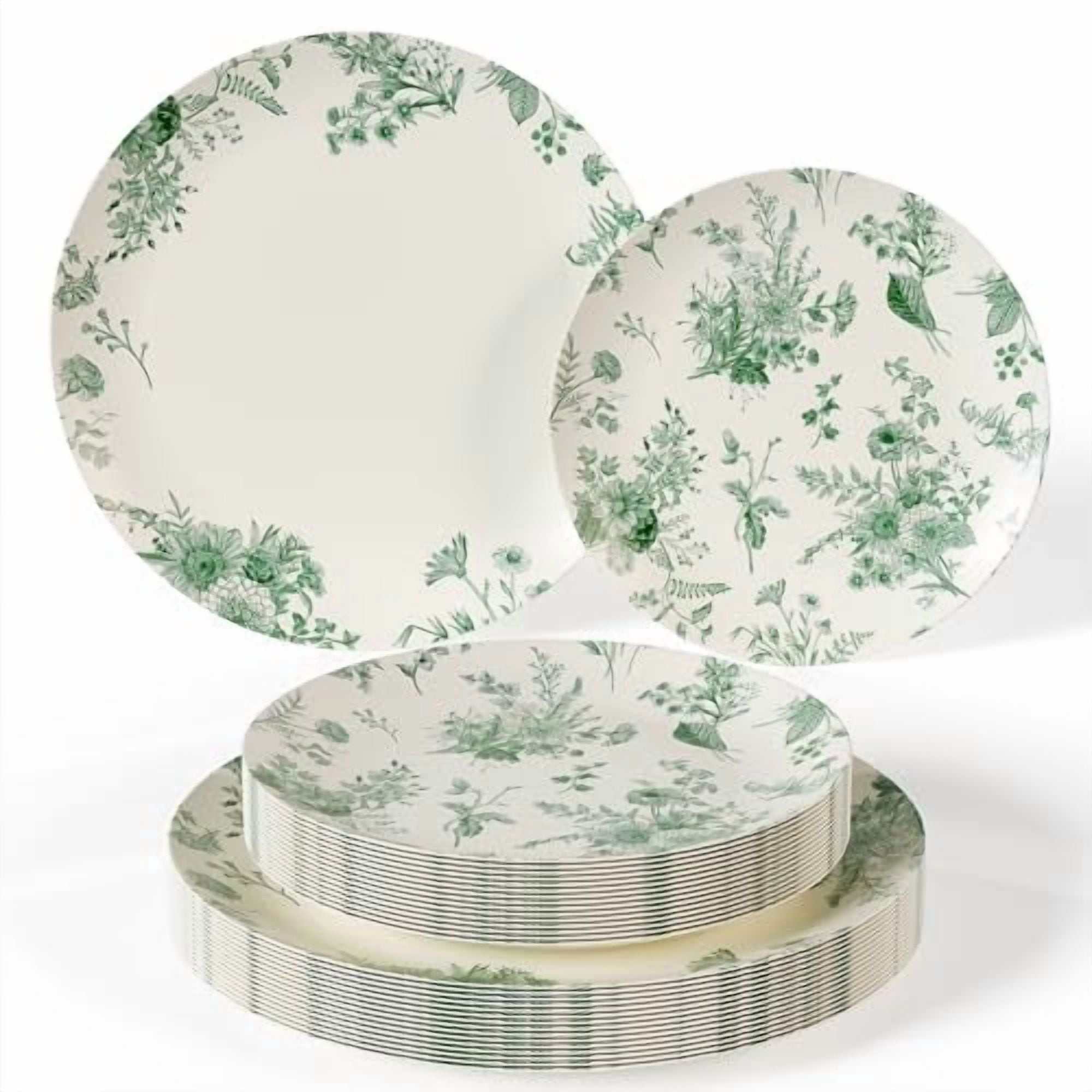 80 Piece Plastic Disposable Plates Set For 40 Guests I 40 X 8 Inch ...