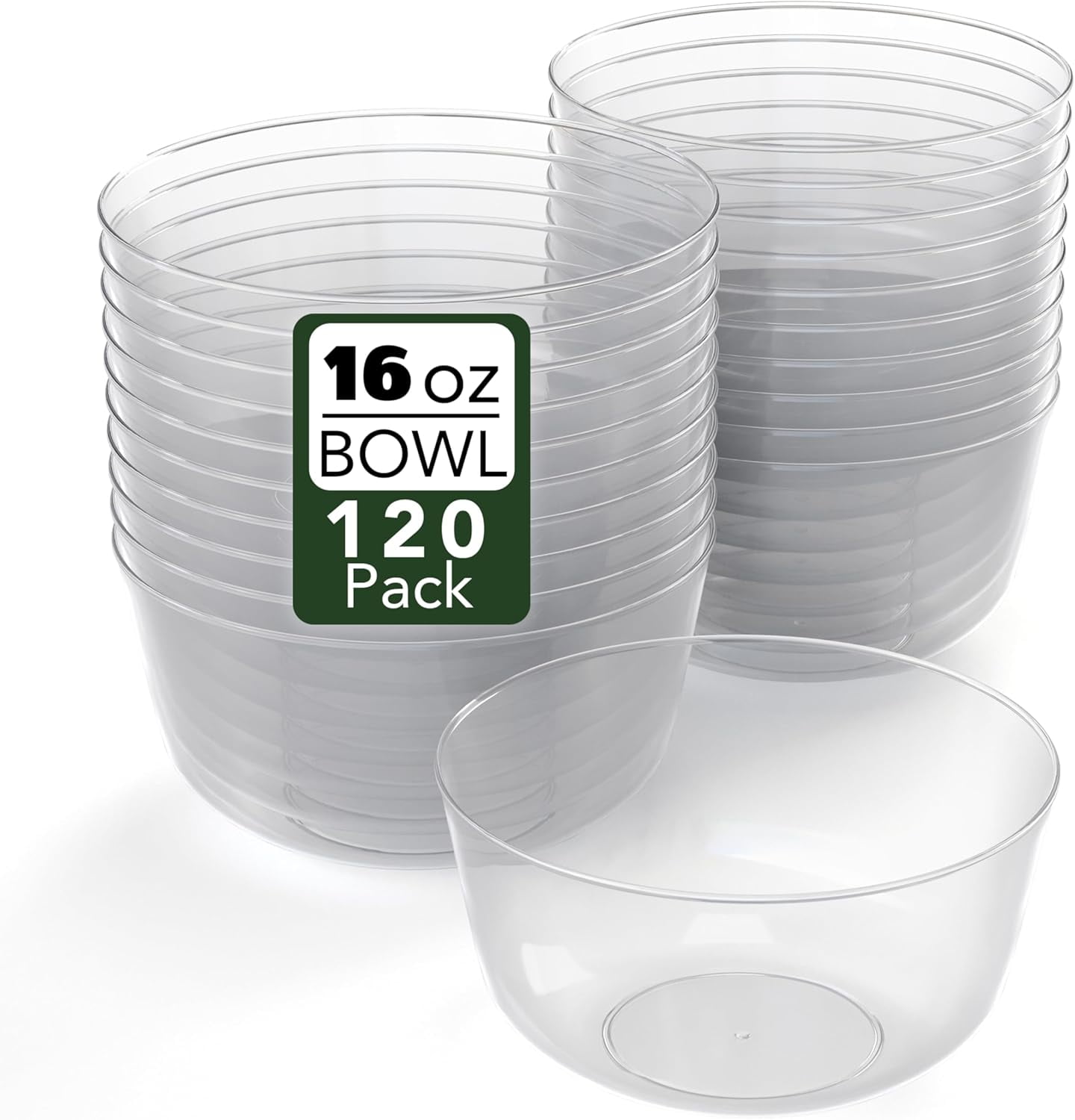 Trendables Clear Plastic Bowls Disposable - 16 Oz Plastic Bowl 120 ...