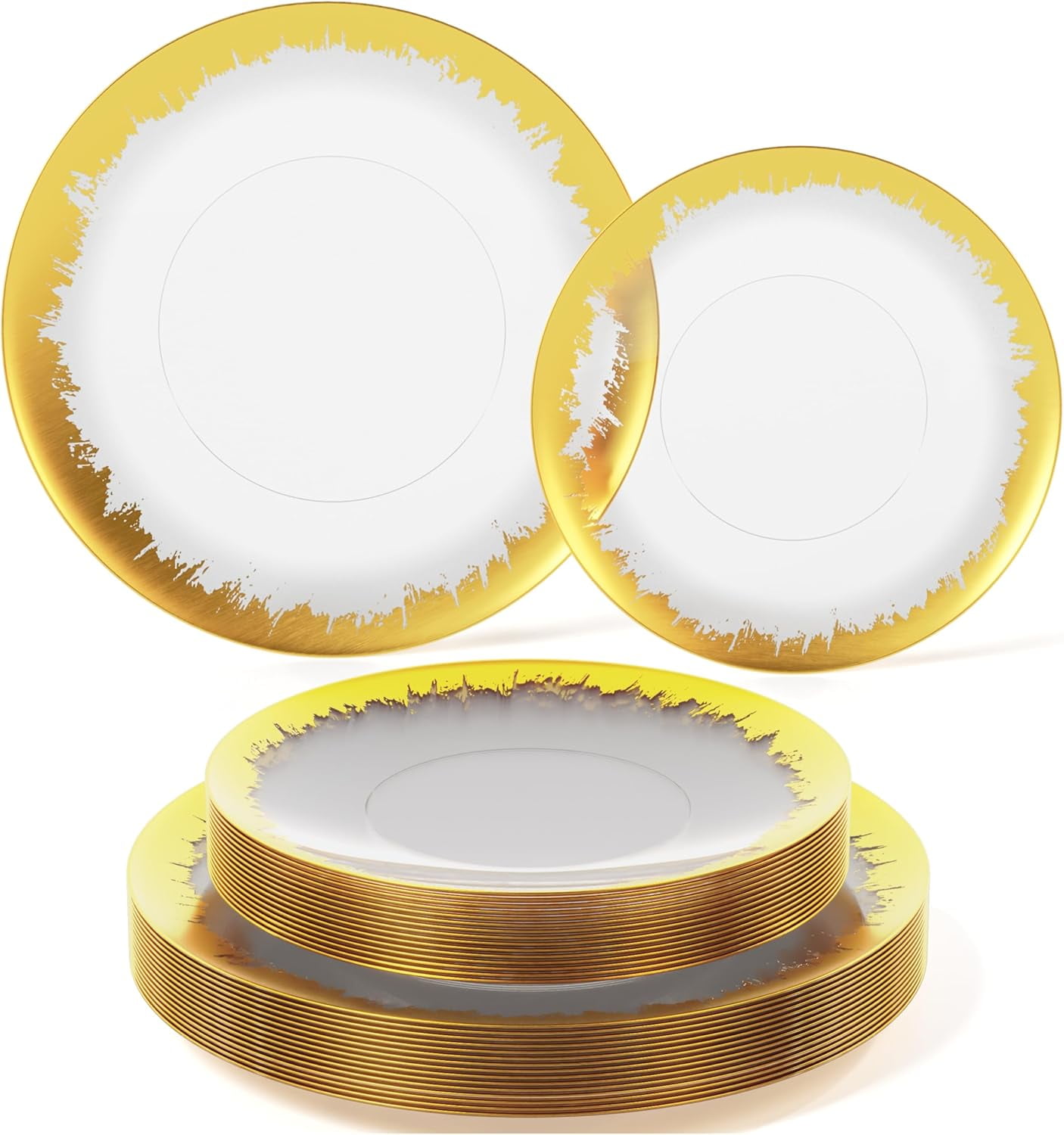 Trendables Disposable Plates For Party Supplies | Gold Rimmed Plastic ...
