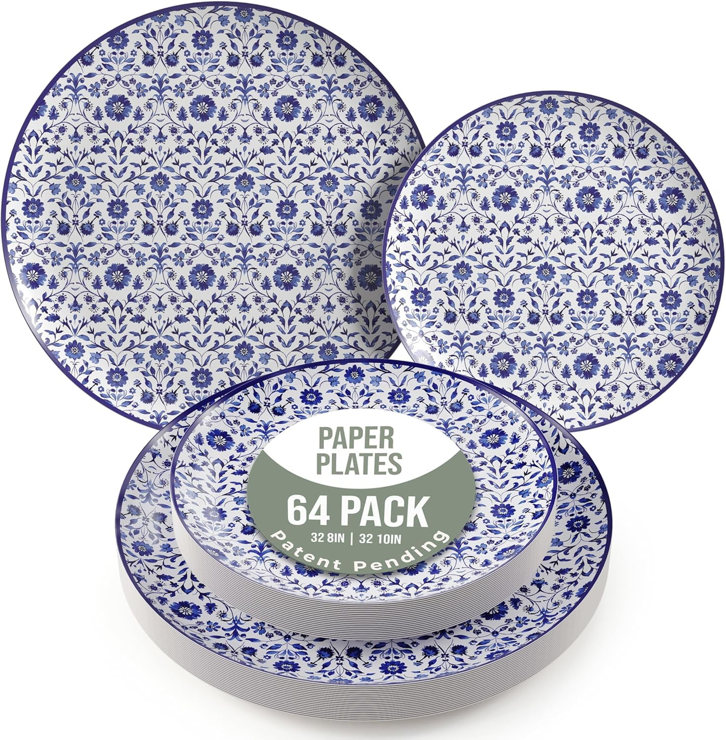 Trendables Heavy Duty Paper Plates Set For 32 Guests - 32 Each Of 8 ...