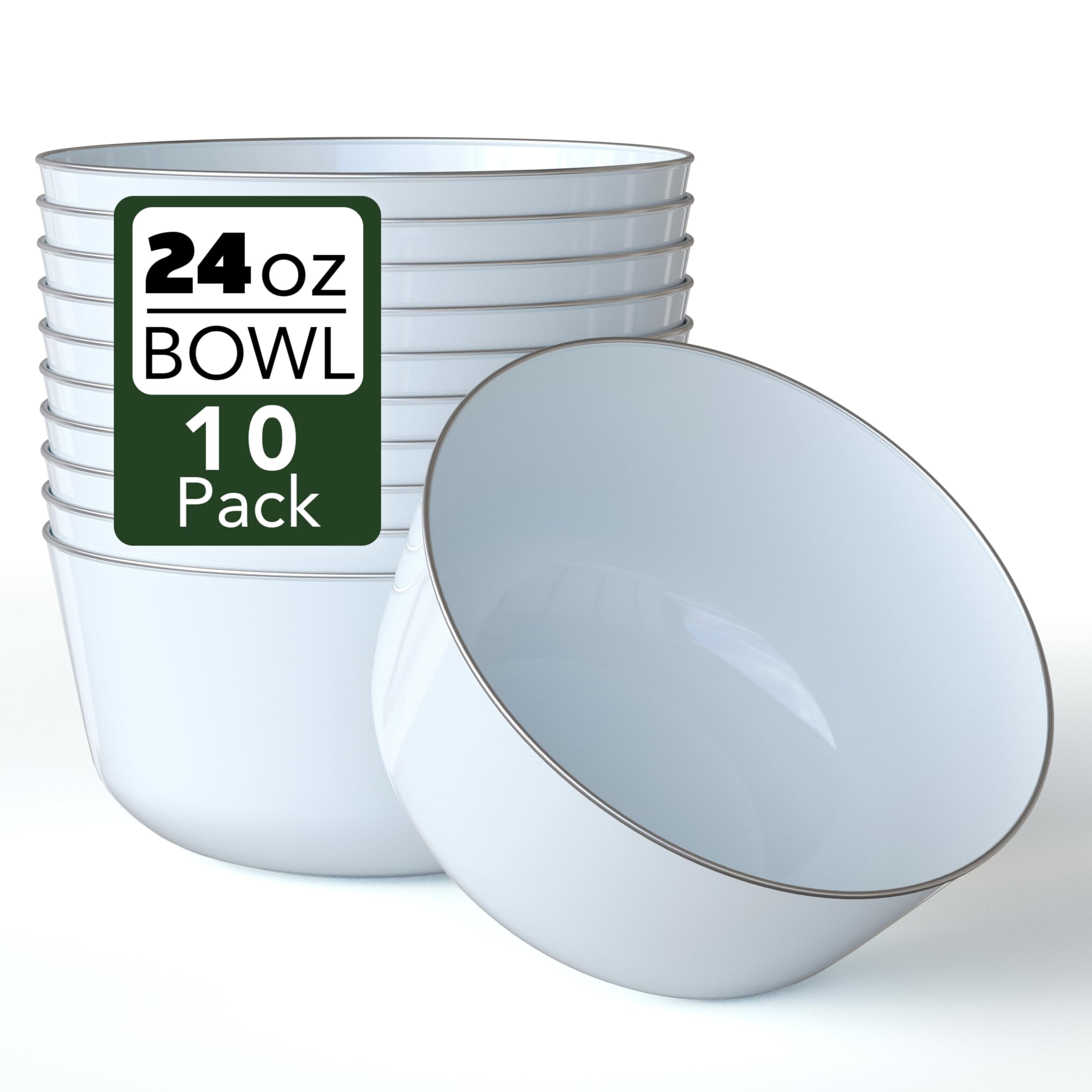 Trendables Plastic Bowls Disposable Bowls 24 AFN1Oz Bowl Set Of 10 Sage ...