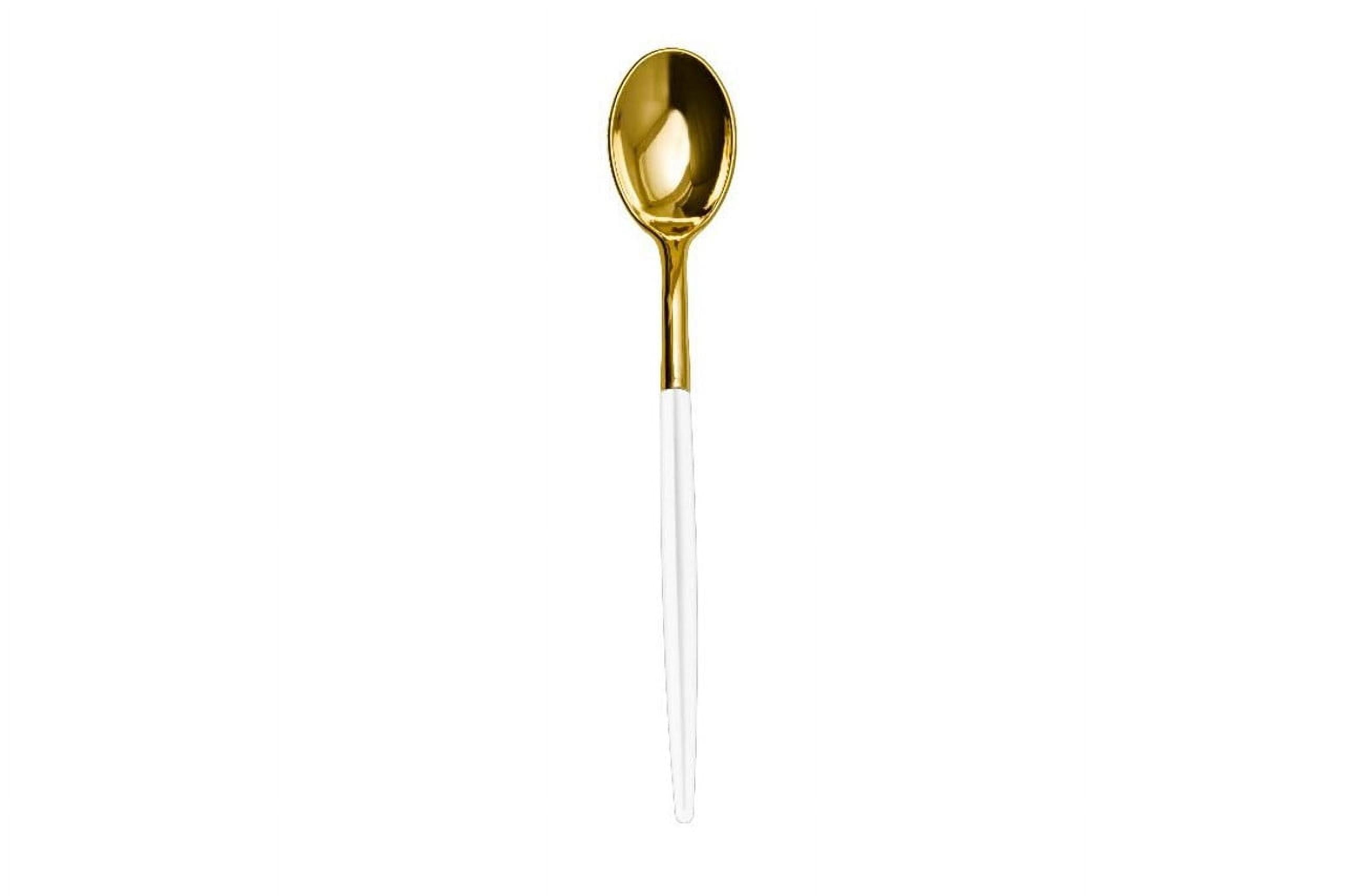 Trendables Two Tone White / Gold Plastic Spoons Wedding Cutlery 20 Pcs ...