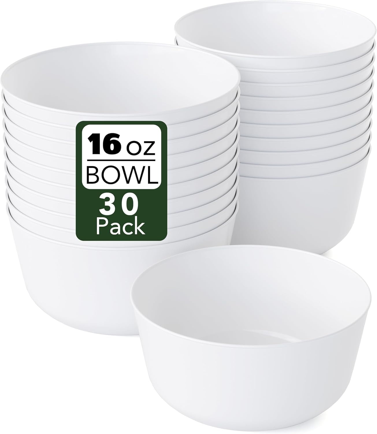 Trendables White Plastic Bowls Disposable - 16 Oz Plastic Bowl 30 Count ...
