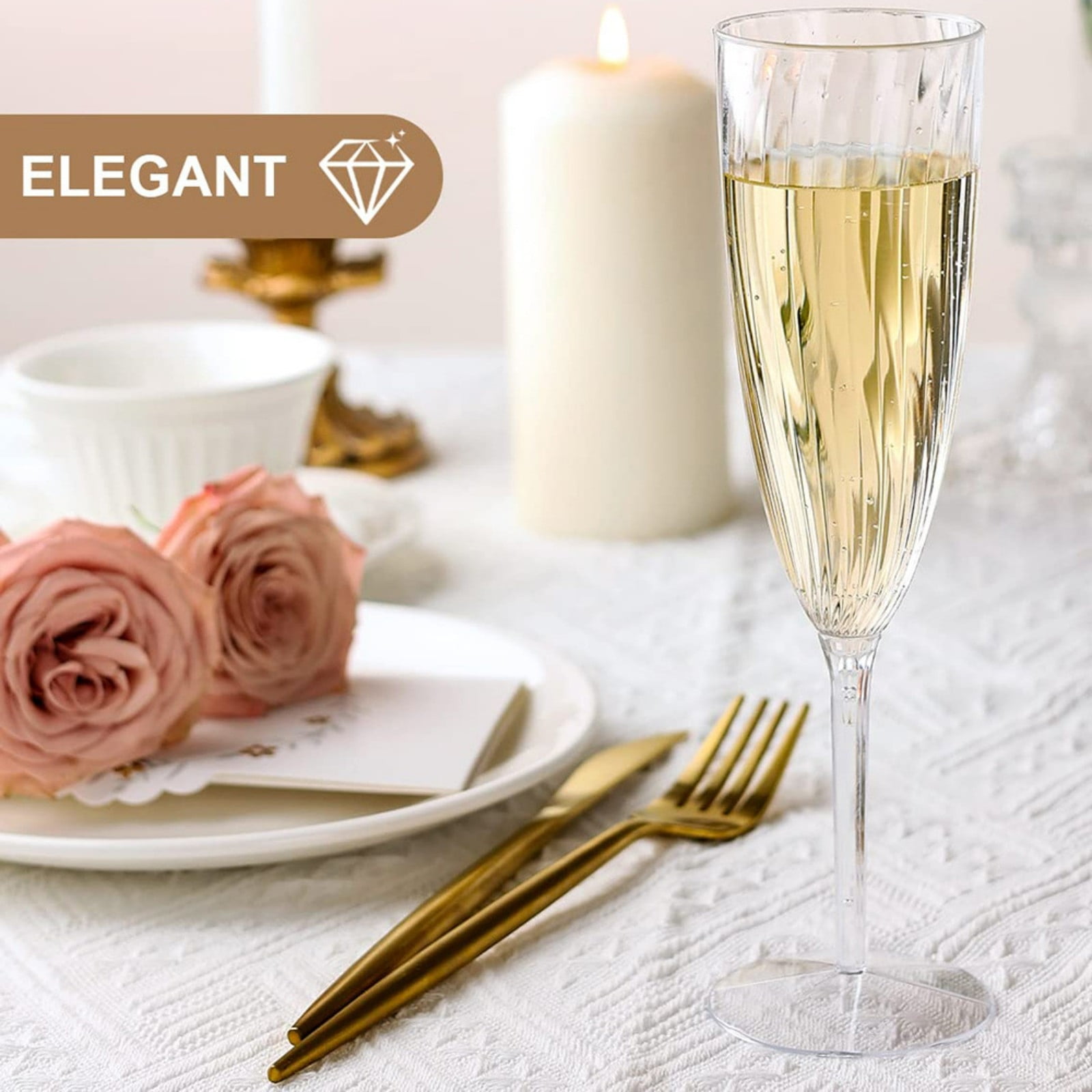 Trendbuy Disposable Plastic Champagne Glasses 180ml HighStem Champagne Wine Cups PS Plastic Red ...