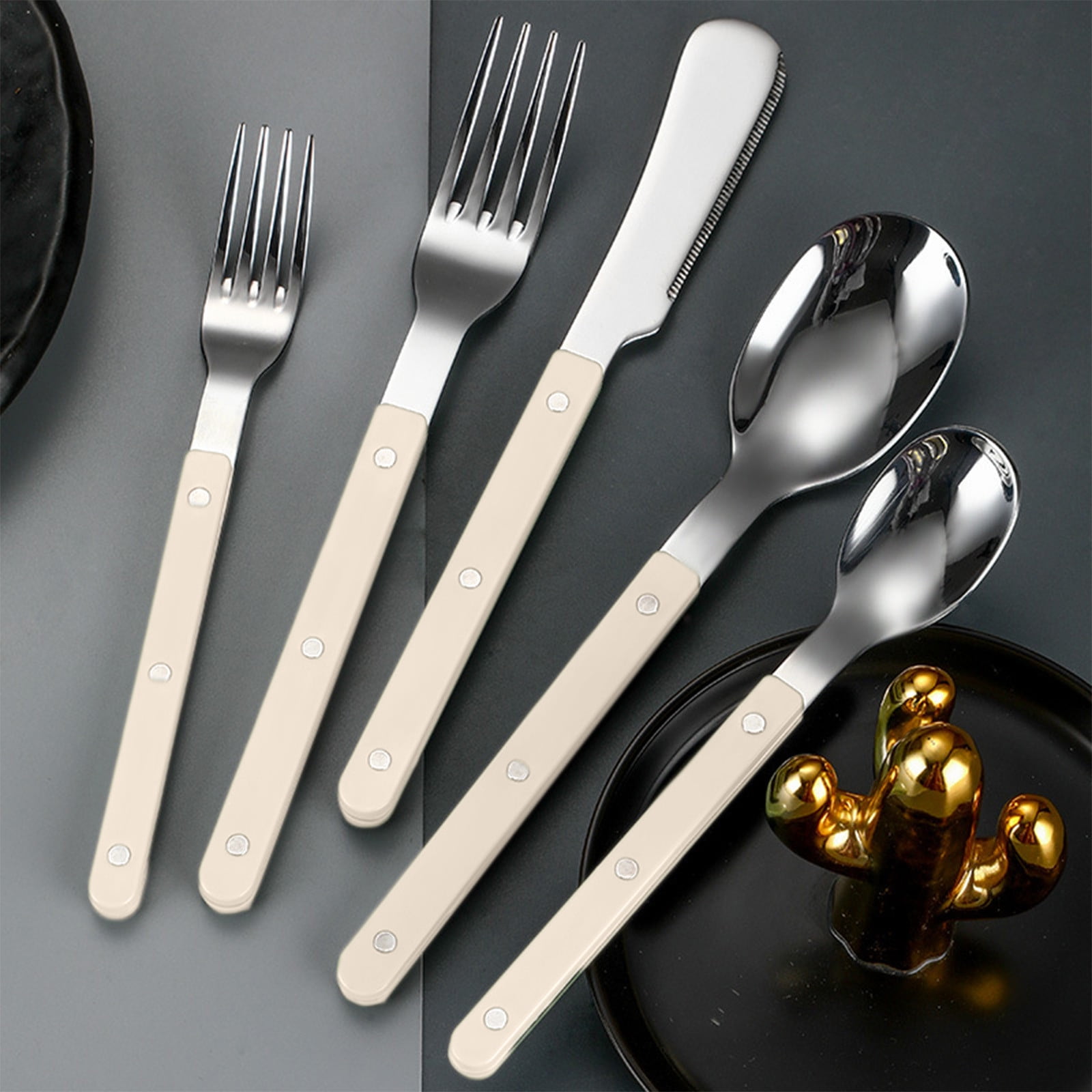 Trendbuy Stainless Steel Studded Clip Handle Western Knife Fork And ...