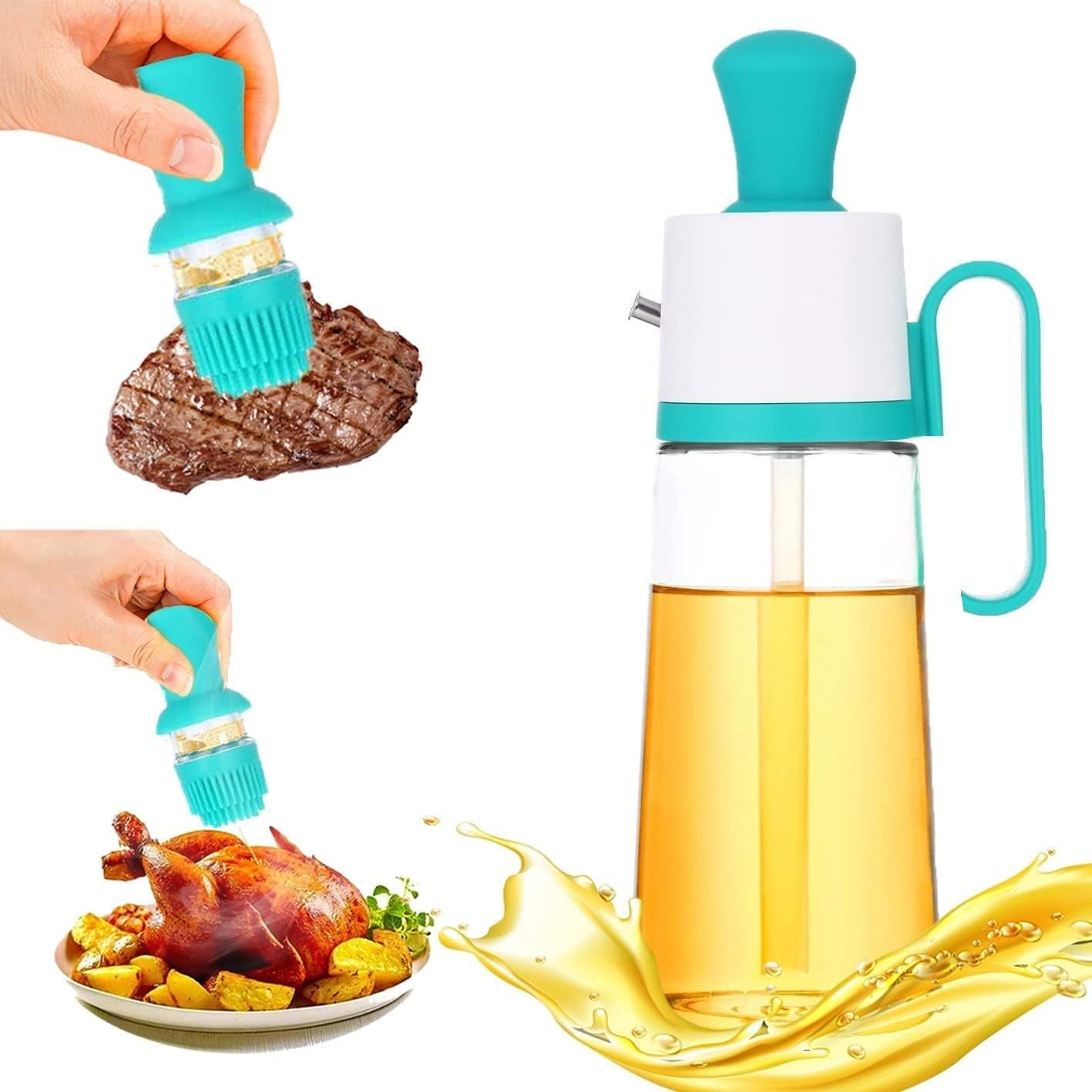 Trendegic 2 in 1 Transparent oil vinegar dispenser with Silicone Oil ...