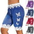 Trendfront Women's Plus Size High Waisted Butterfly Graphic Print Denim ...