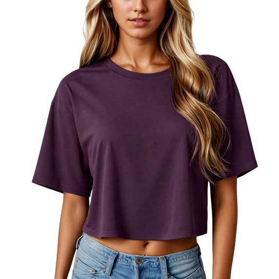 Trendfront Womens Basic Crop Tops Casual Classic Slim Fit Solid Color ...
