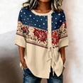 Trendfront Womens Floral Print Tee 4th of July Button Down Tie Knot ...