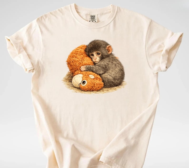 Trending Cute Panchi kun Baby Monkey Punch Plush Toy Aesthetic Tee ...