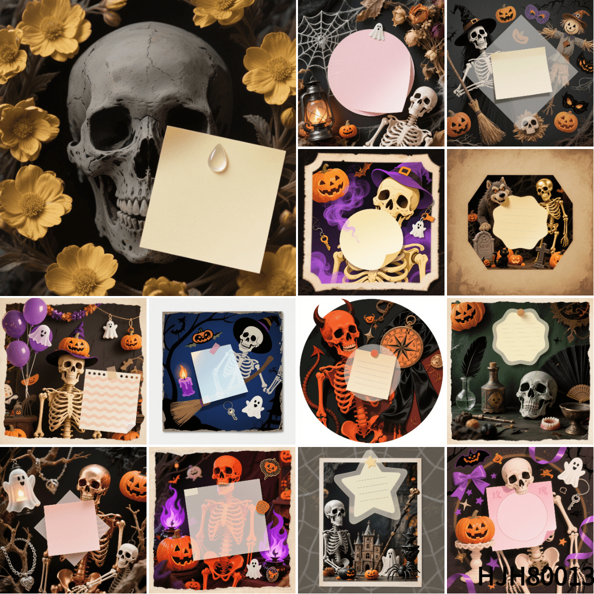 Trending! Halloween Skeleton Note Cards (100-pack) 3.54"x3.54" Self ...