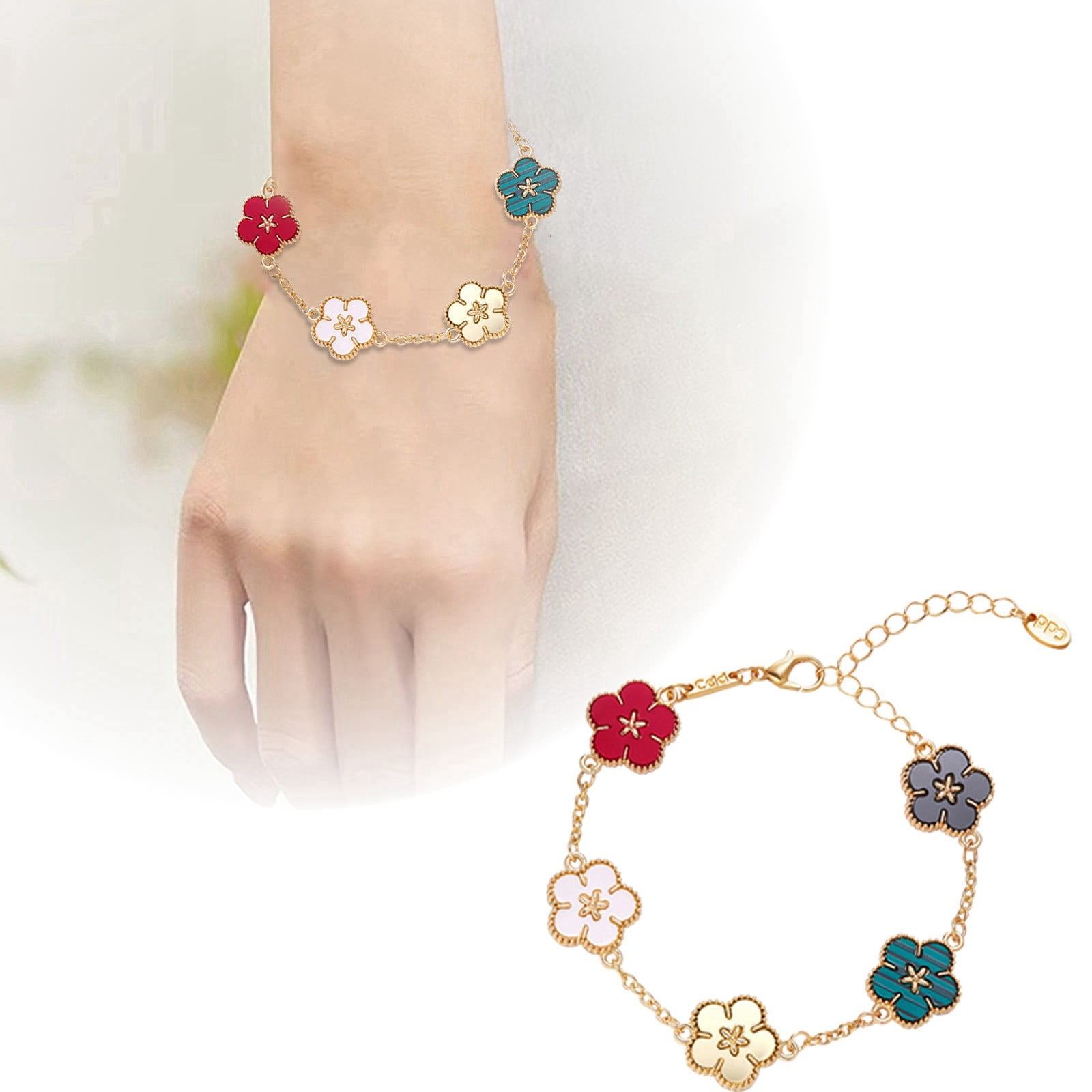 Trending Jewelry 2024 Versatile Double Bracelet With Five Small Flowers ...