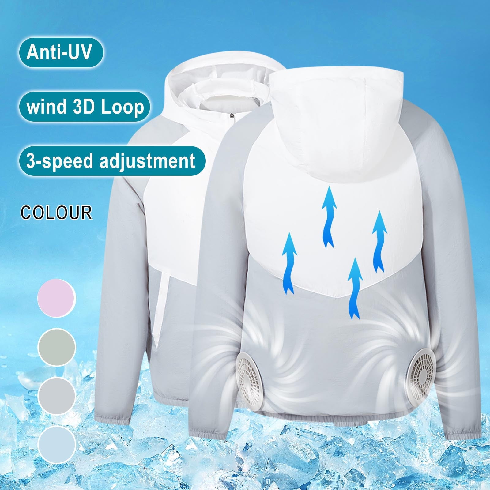 Trending,Men's Cooling Jacket USB Fan Conditioning Clothing Hooded Long ...
