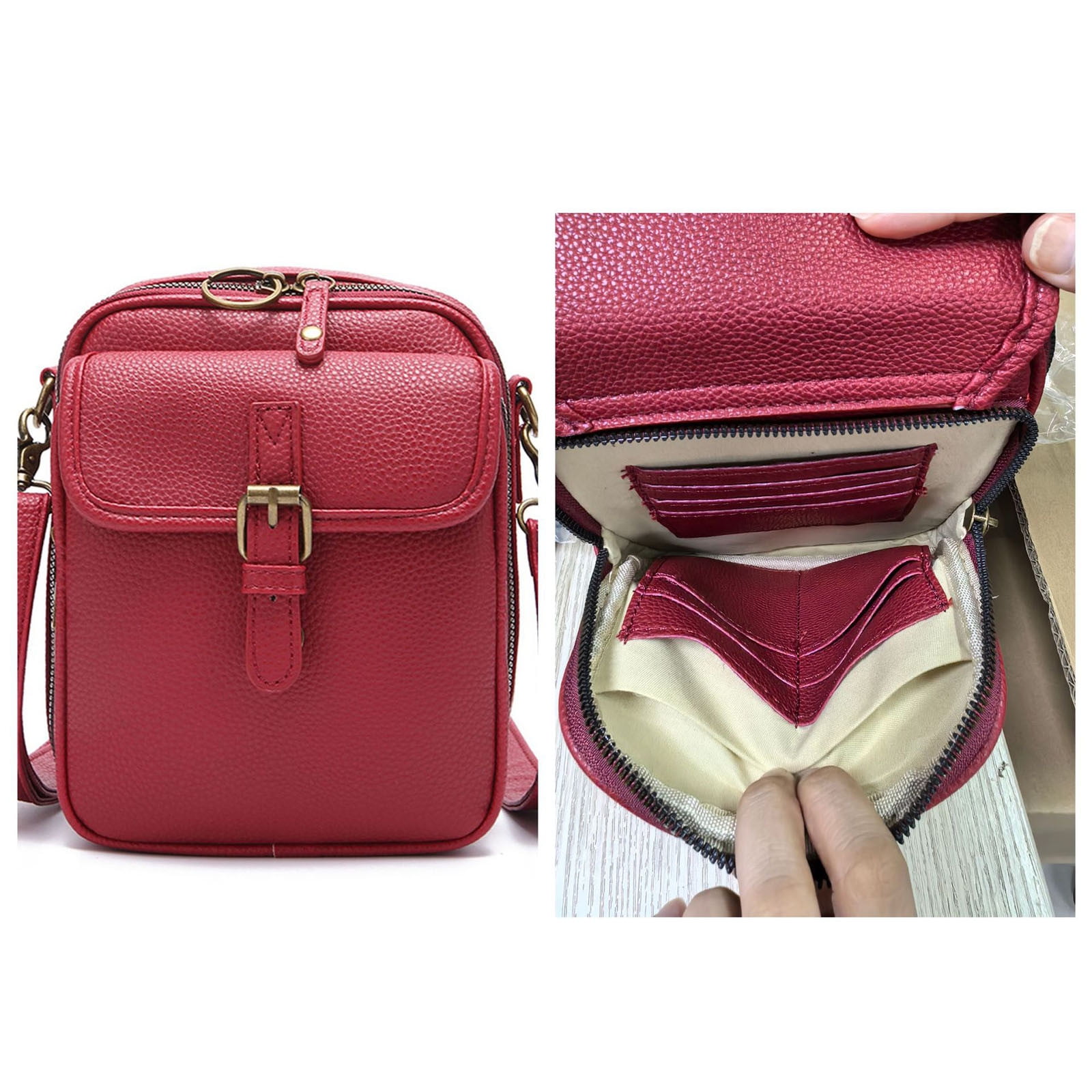 Bksdlh Vintage Leather Messenger Bag, Large Capacity Crossbody Purse ...