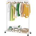 Trending Rolling Garment Rack with Storage Shelves, White Clothing ...