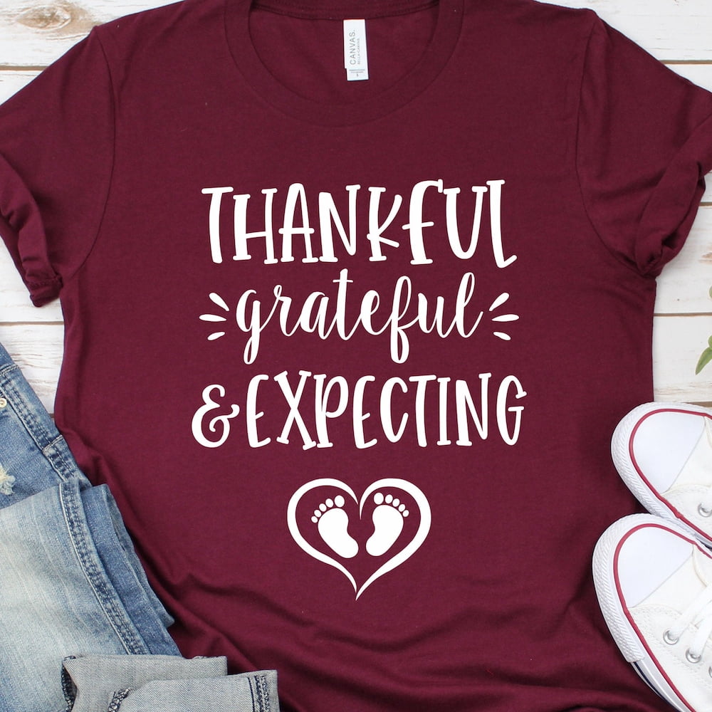 Trending Tee With Thanksgiving Pregnancy Announcement Shirt, Thankful ...