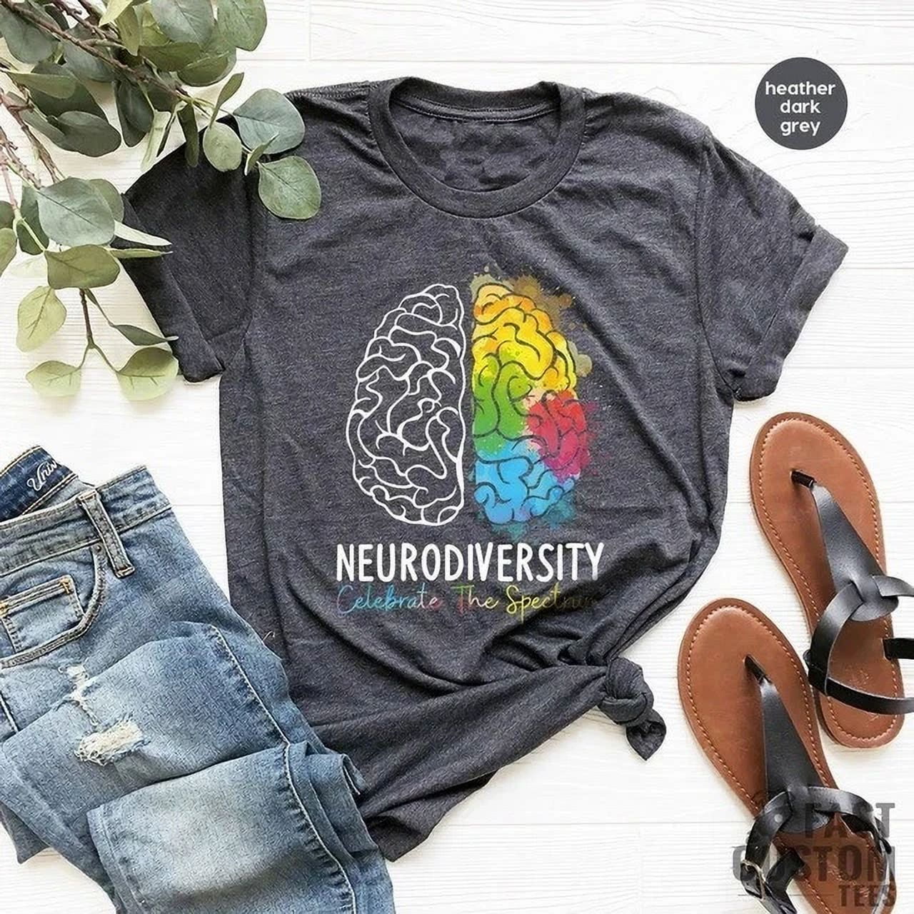 Trending Tee With Embrace Neurodiversity Celebrate The Spectrum Brain Autism T-Shirt, Neurodive ...