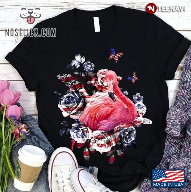 Trending Tee With Flamingo Shirt, Flamingo American Flag For 4Th Of ...