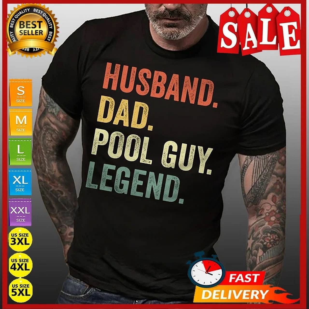 Trending Tee With Husband Dad Pool Guy Legend Shirt, Father'S Day Swimming Pool Gifts, Beach Po ...