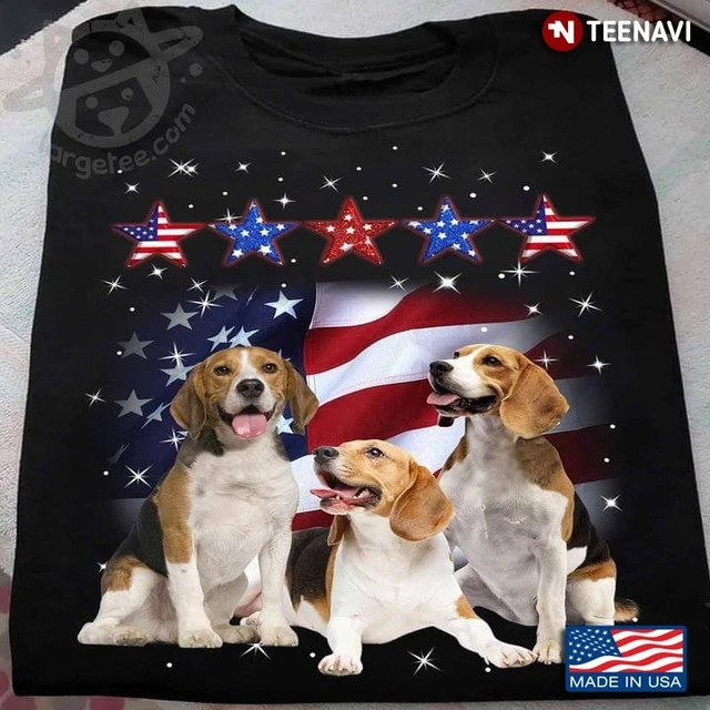 Trending Tee With Three Beagles And American Flag Happy Independence ...