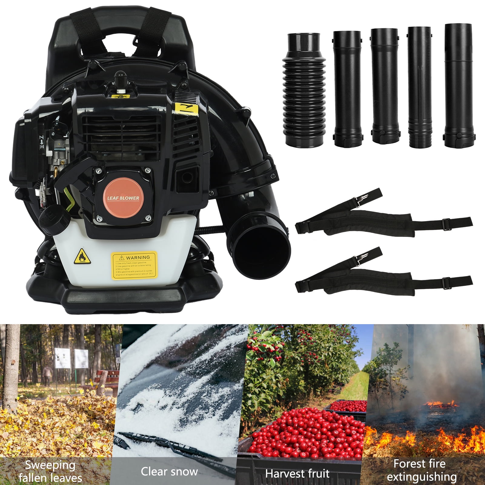 Trendix 52CC Gas Powered Backpack Leaf Blower, 550CFM 2-Stroke 1.7HP ...