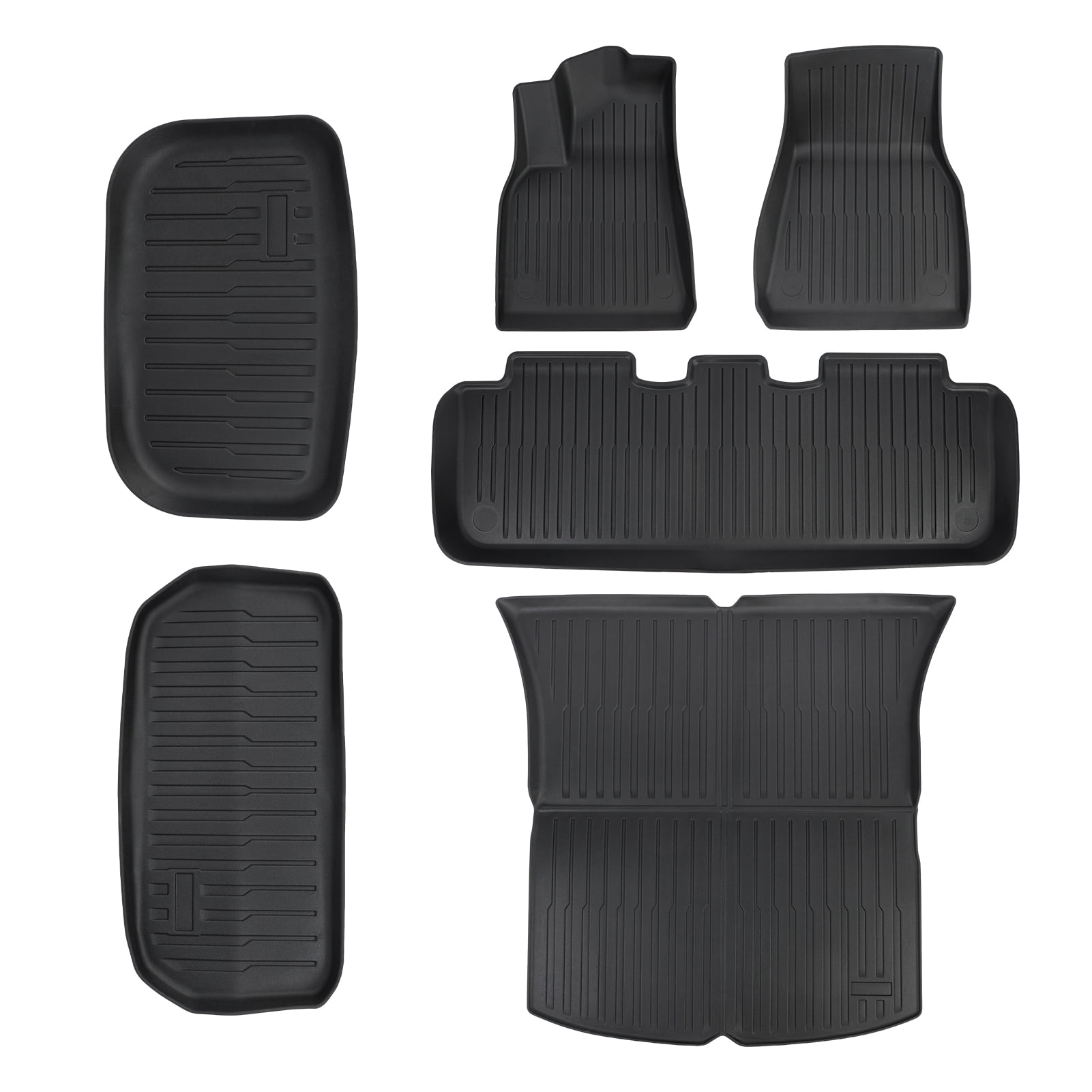 Trendix 6Pcs/Set Floor Mat Full Set for Tesla Model Y, Black Carpet ...
