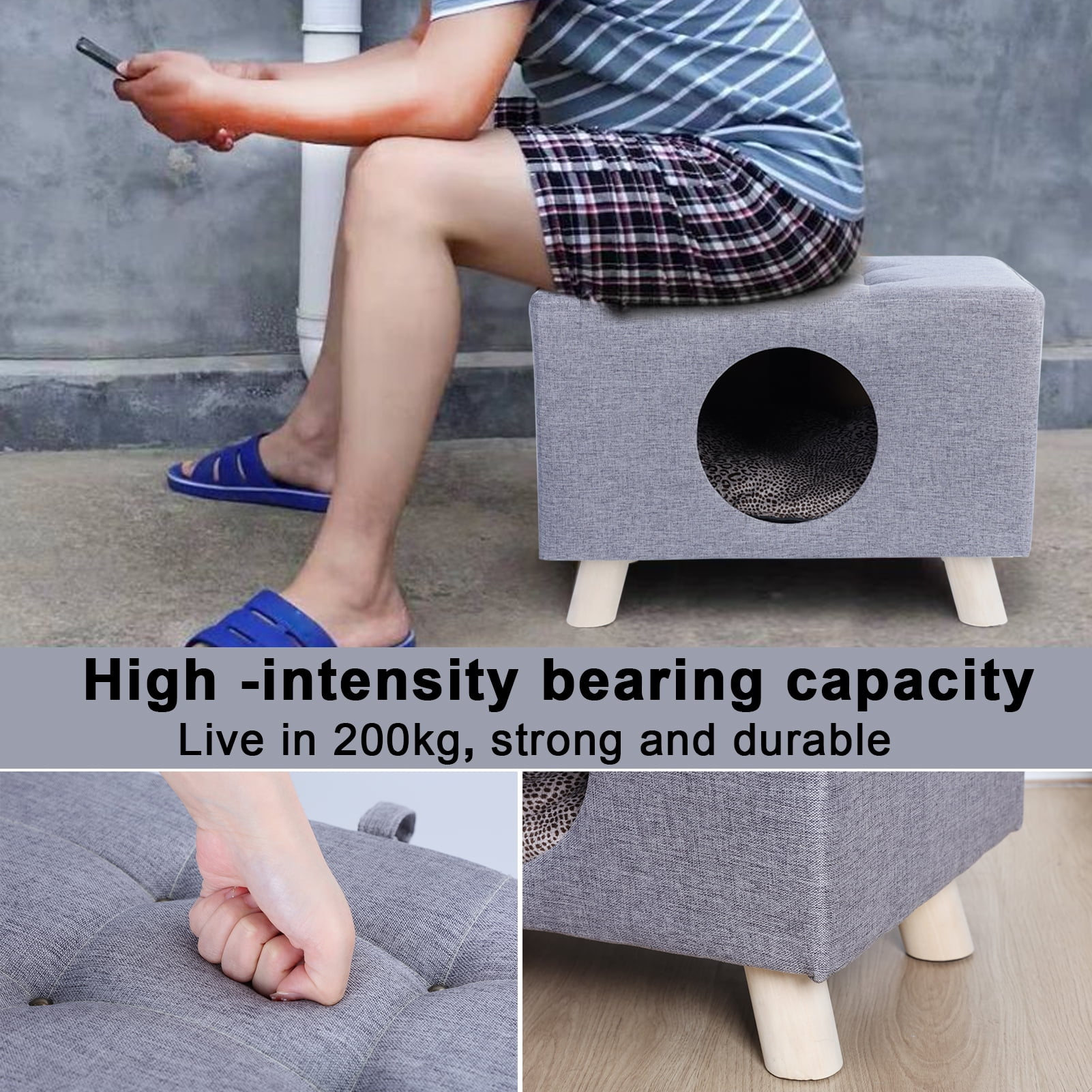 Trendix Cat Beds for Indoor Cats with Cushion either as Foot Rest Stool ...