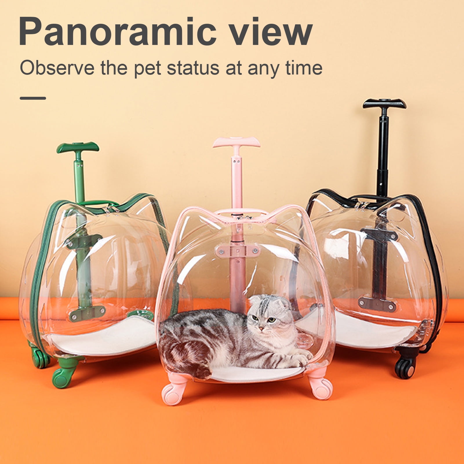 Trendix Cat Carrier with Wheels Spacious Transparent Case for Pet ...