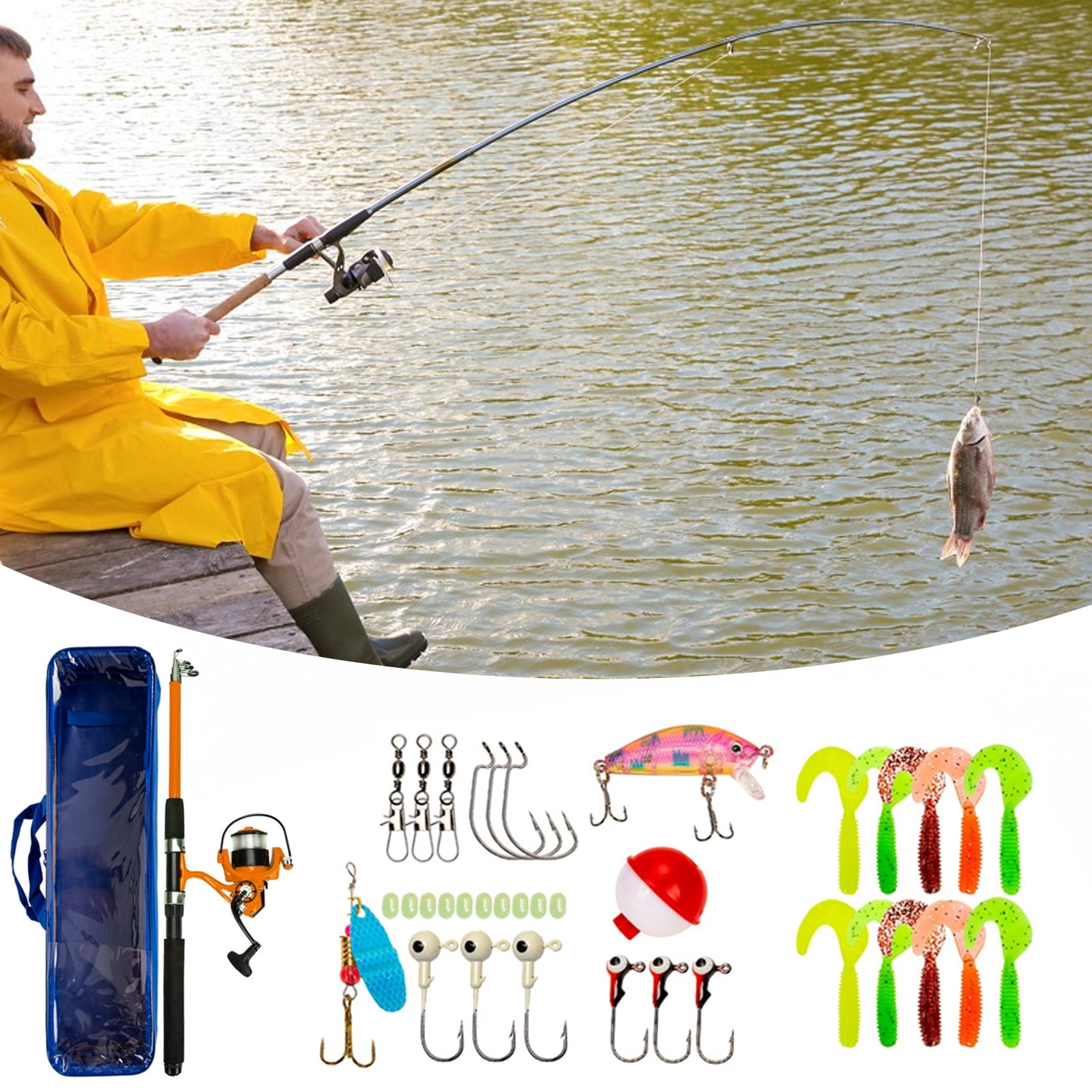 Trendix Fishing Rod Kit, Interchangeable Rocker Arm, 1.5m Nylon Fishing ...