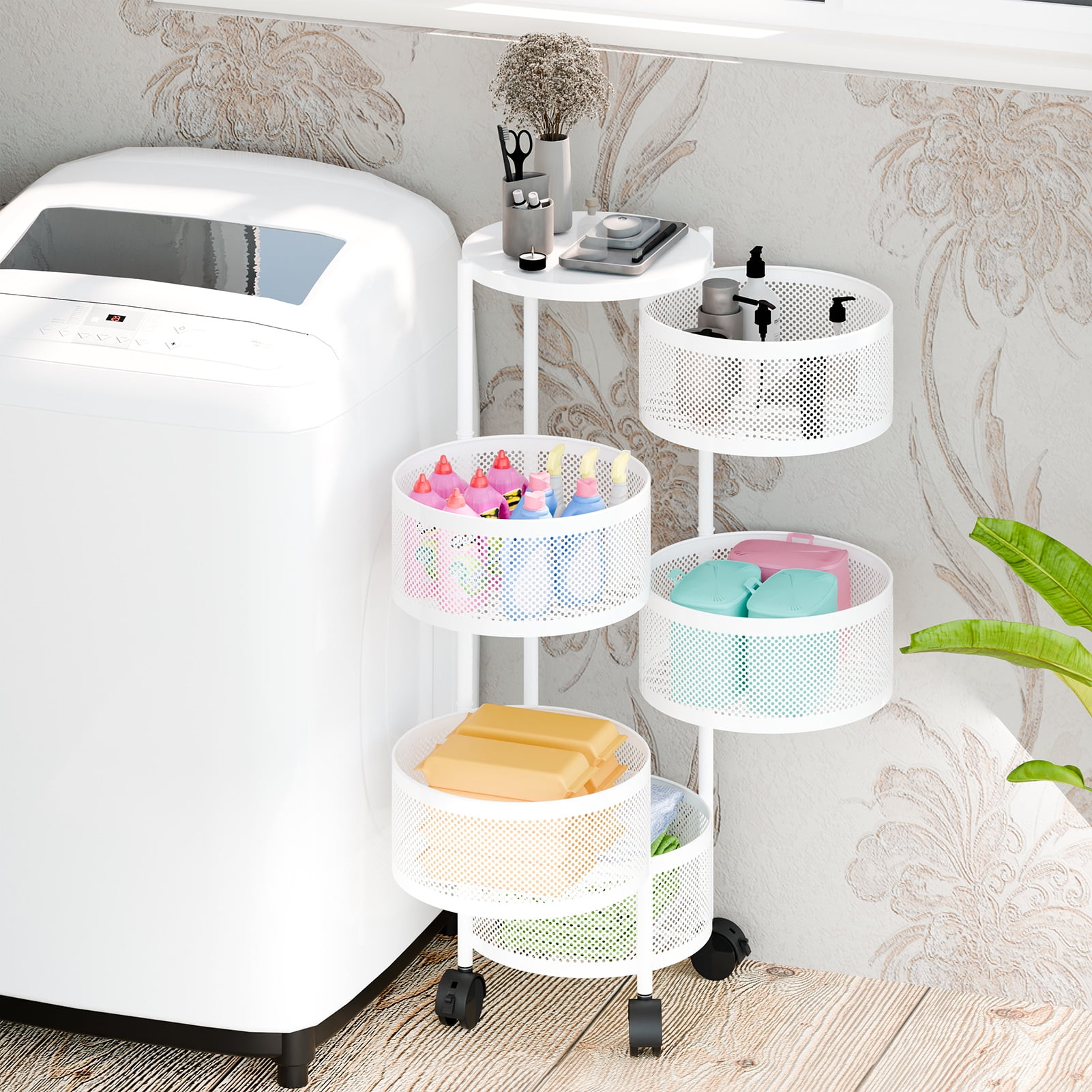 Trendix Fruit and Vegetable Storage Cart, Rotating Storage Rack with ...