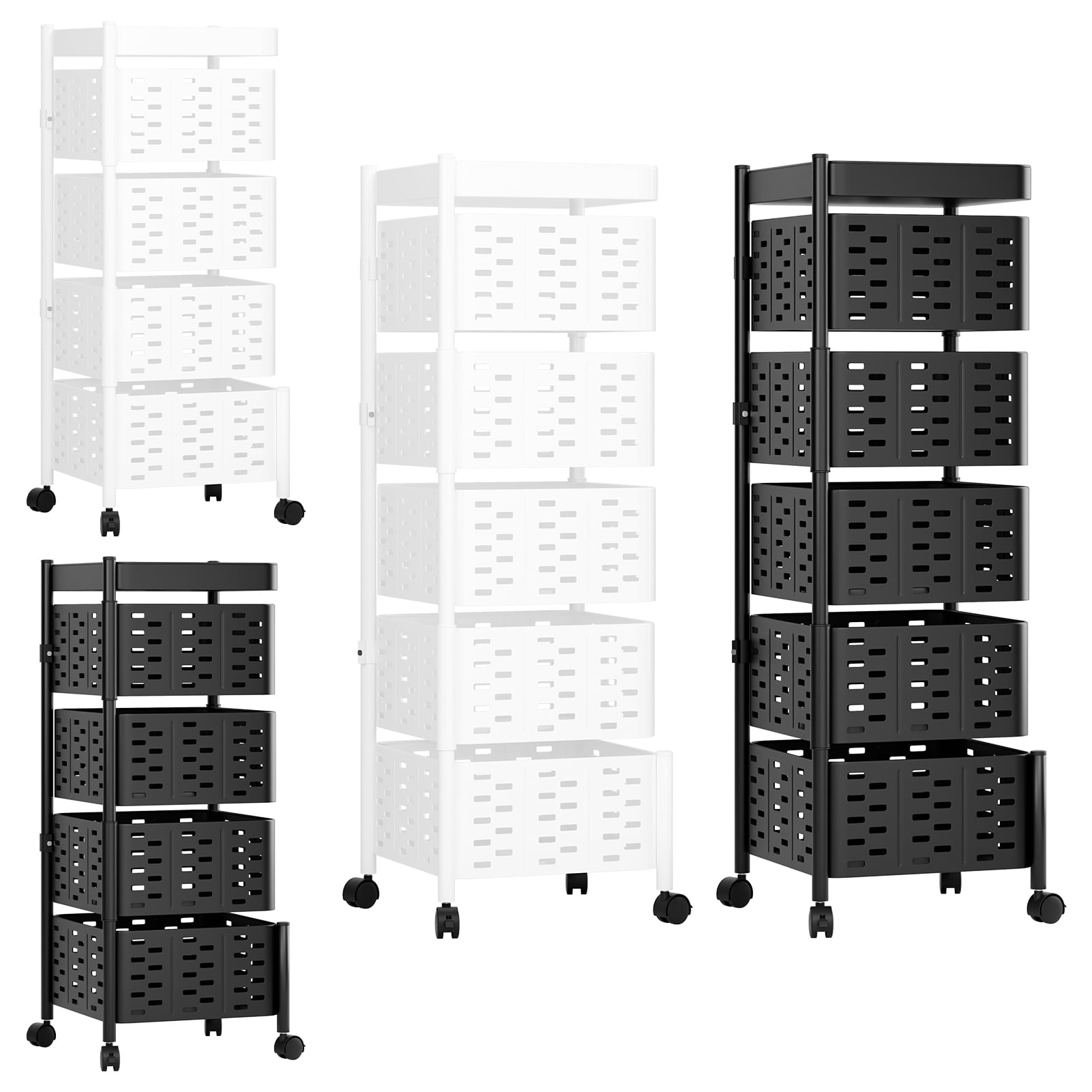 Trendix Kitchen Vegetable Storage Cart, Rotating Trolley, Square Fruit ...