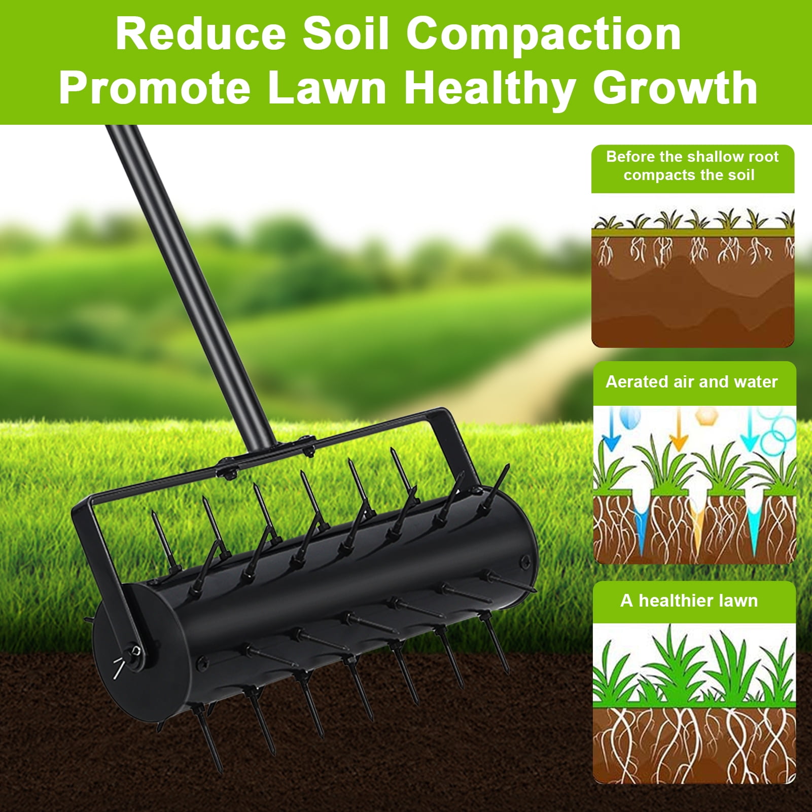 Trendix Lawn Aerator Spike Metal Manual Dethatching Soil Aerating Lawn ...