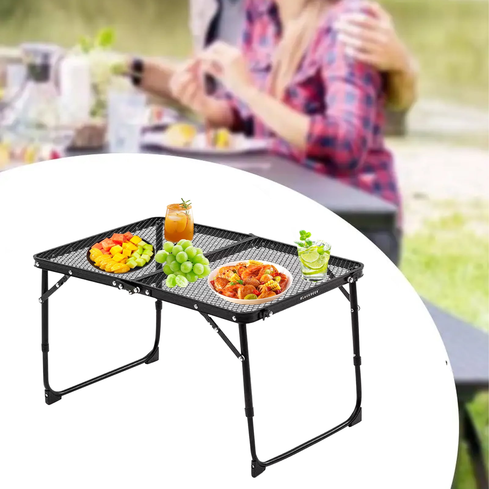 Trendix Portable Camping Side Table, Mesh Metal Folding Grill Table for ...
