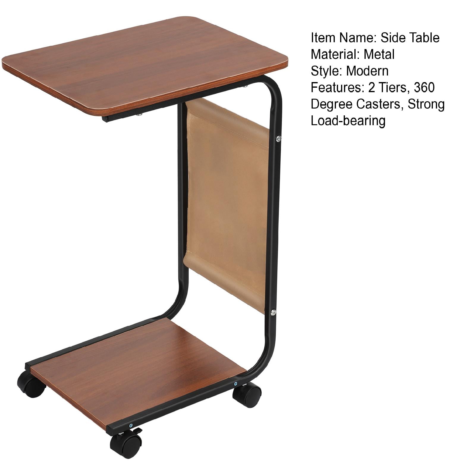 Trendix Rectangle Side Table with Wheels, Storage Shelf with Fabric ...