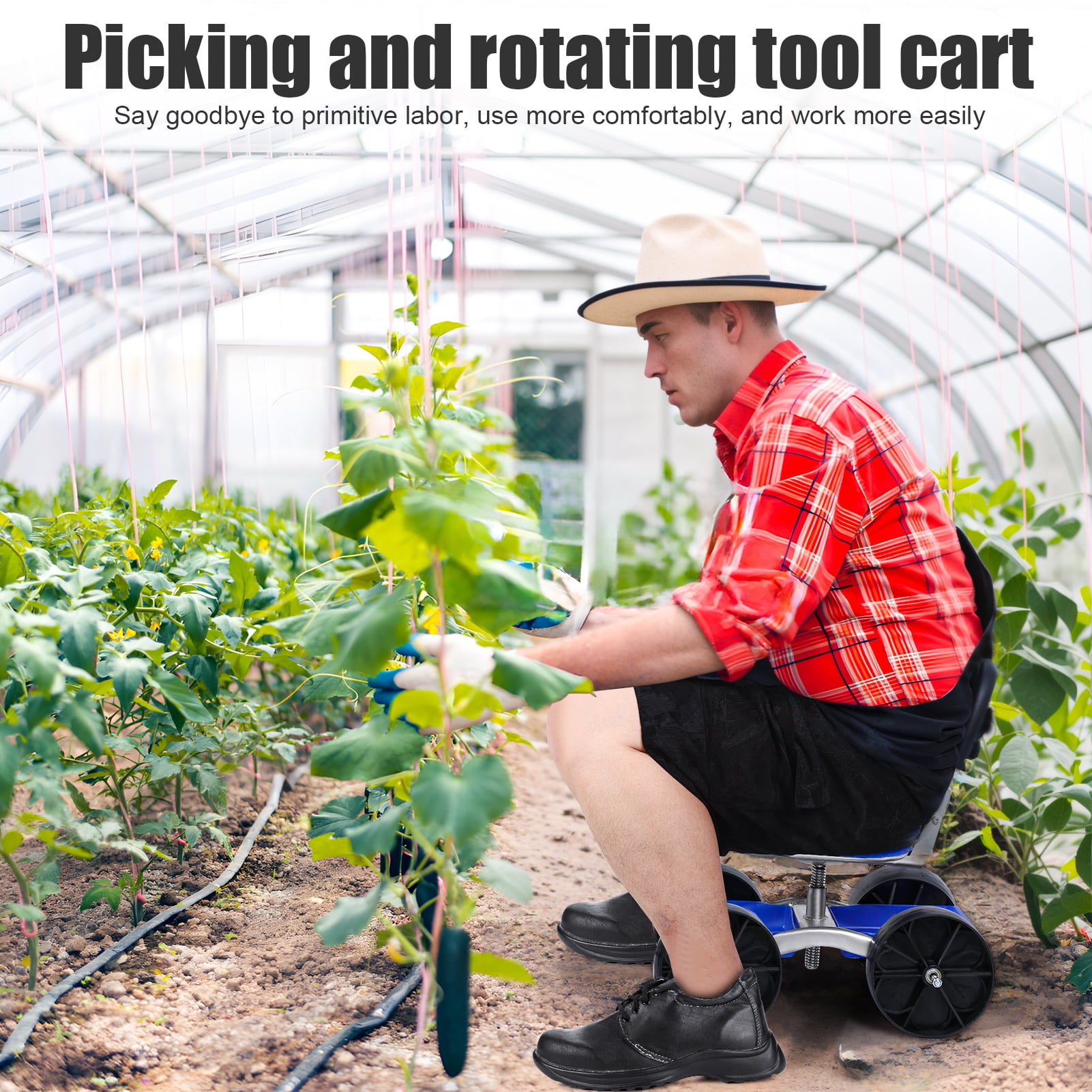 Trendix Rolling Garden Work Seat with Wheels, 360 Degree Swivel ...