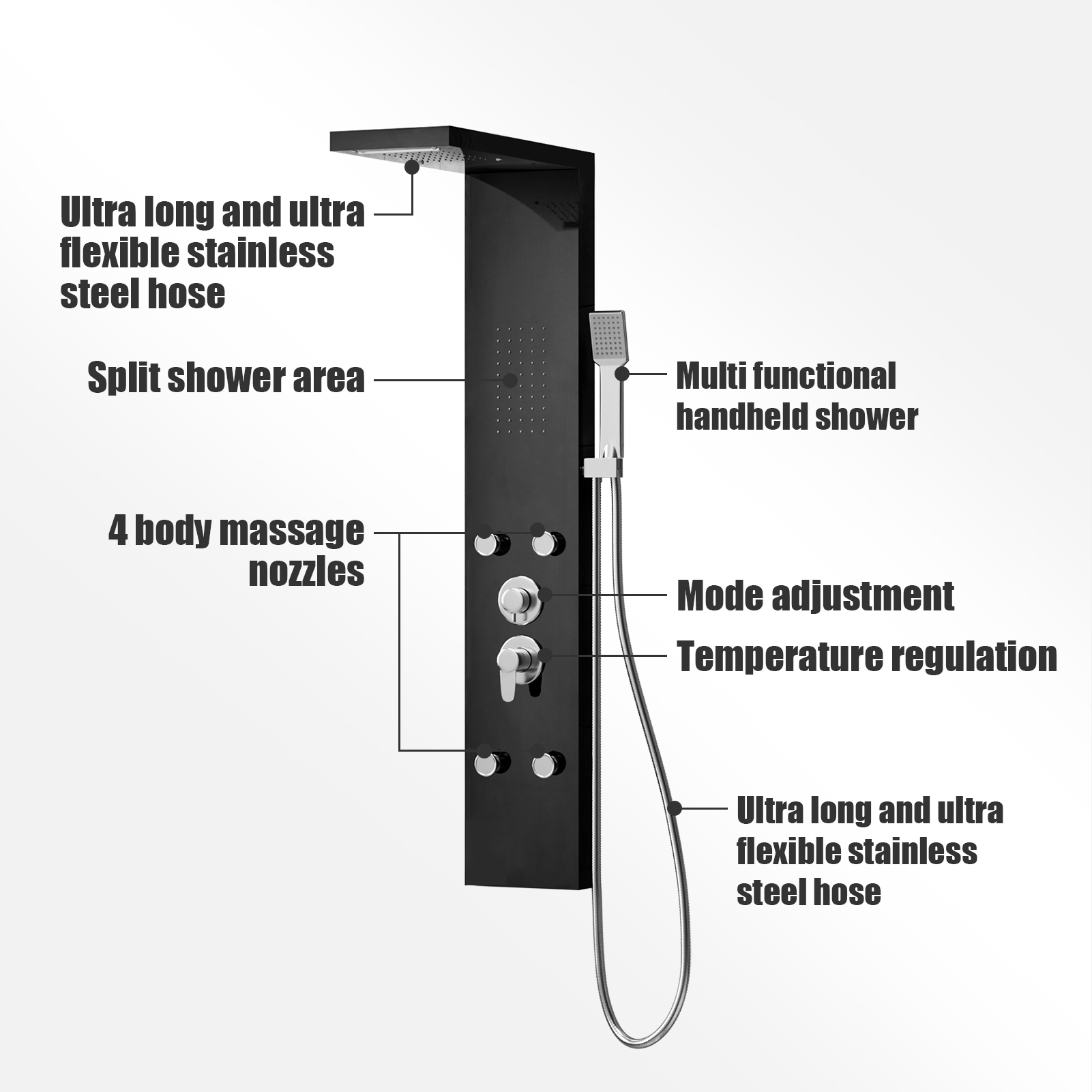 Trendix Shower Panels System with Adjustable Rainfall Shower Head, Easy ...