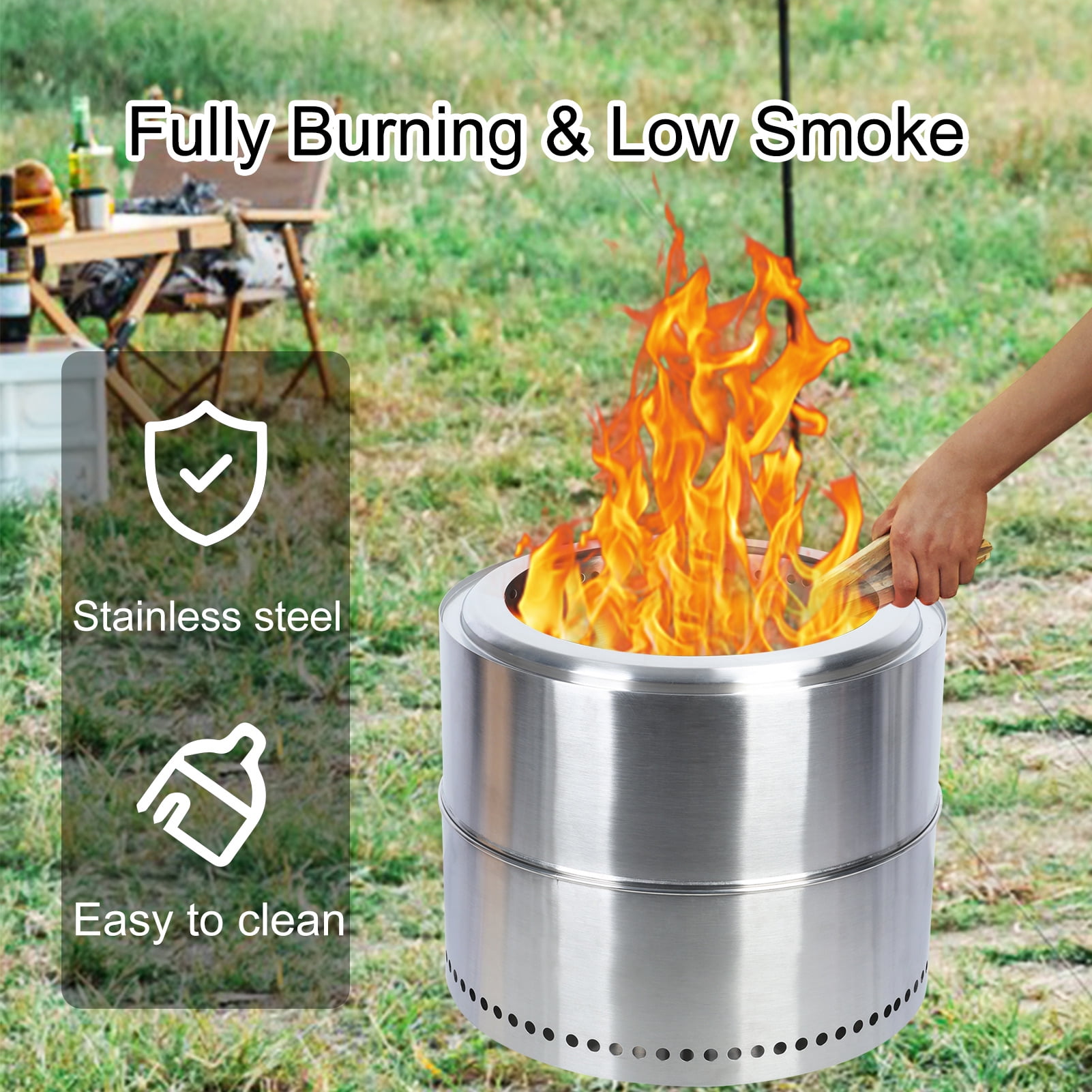 Trendix Smokeless Firepit Portable Outdoor Fireplace with Ash Tray ...