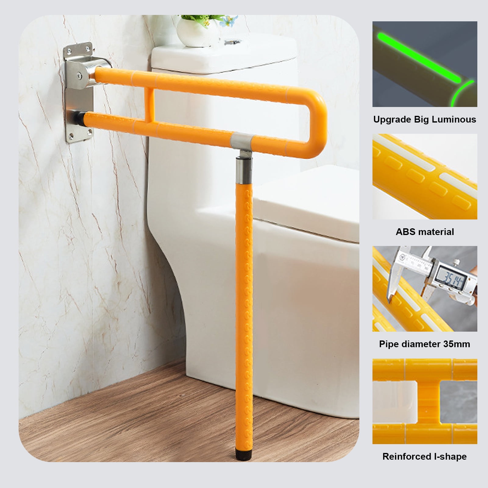 Trendix Toilet Grab Bar, 24.4 Inch Foldable Handicap Grab Bars Bathroom ...