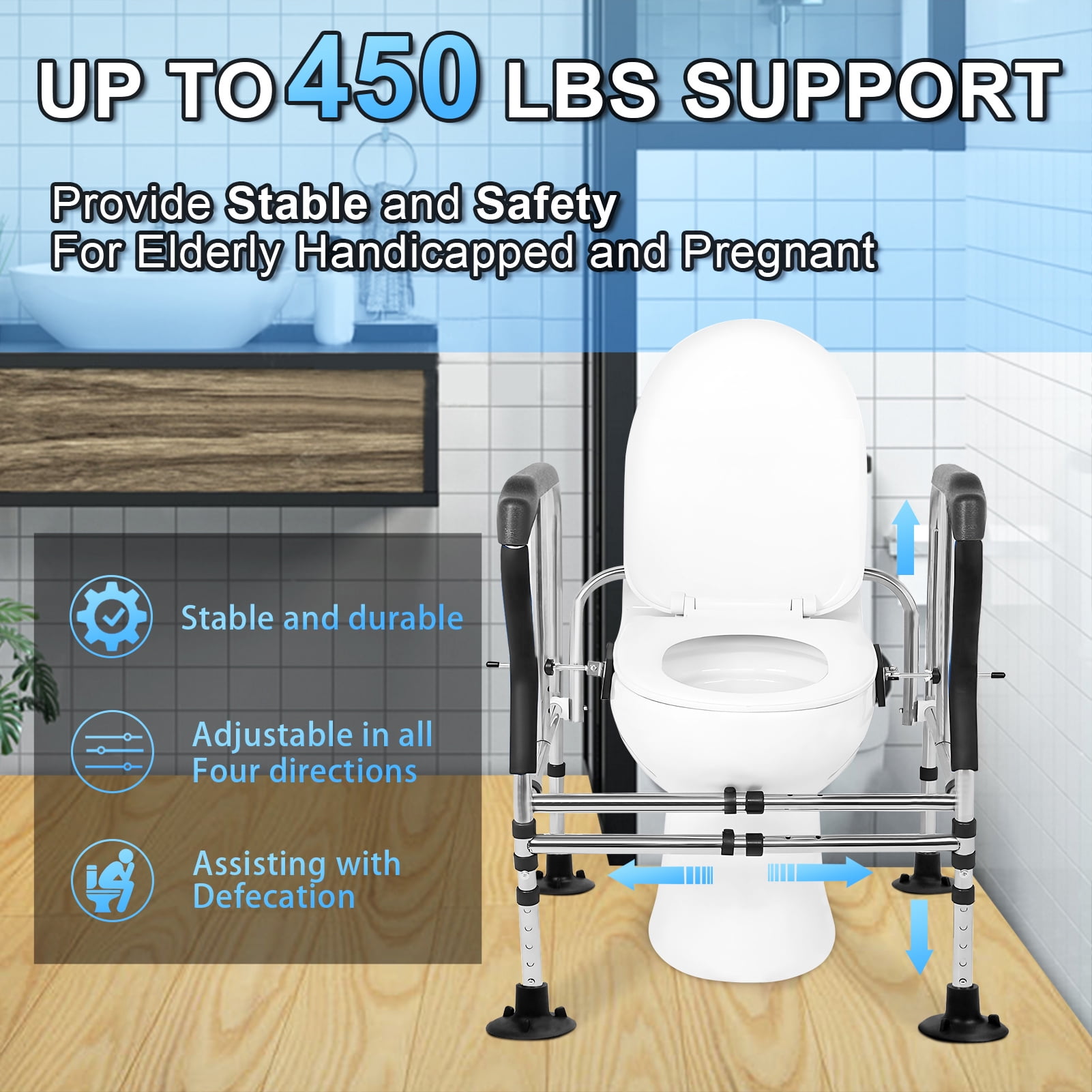 Trendix Toilet Safety Rails for Seniors, Portable Elderly Disabled ...