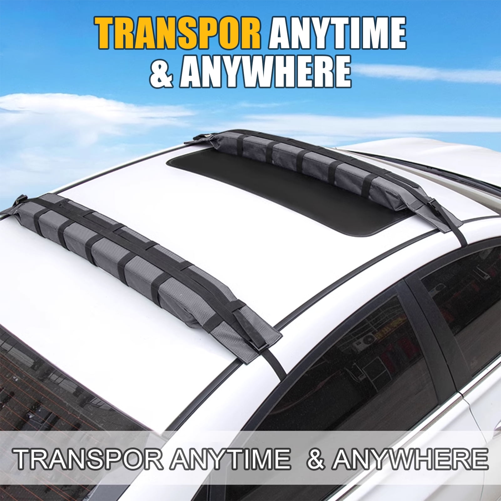 Trendix Universal Car Soft Roof Rack Pads, Include 2 Heavy Duty Tie ...
