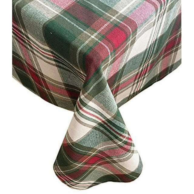 "Trends Christmas Cottage Plaid Cotton Weave Holiday Tablecloth, 60 ...