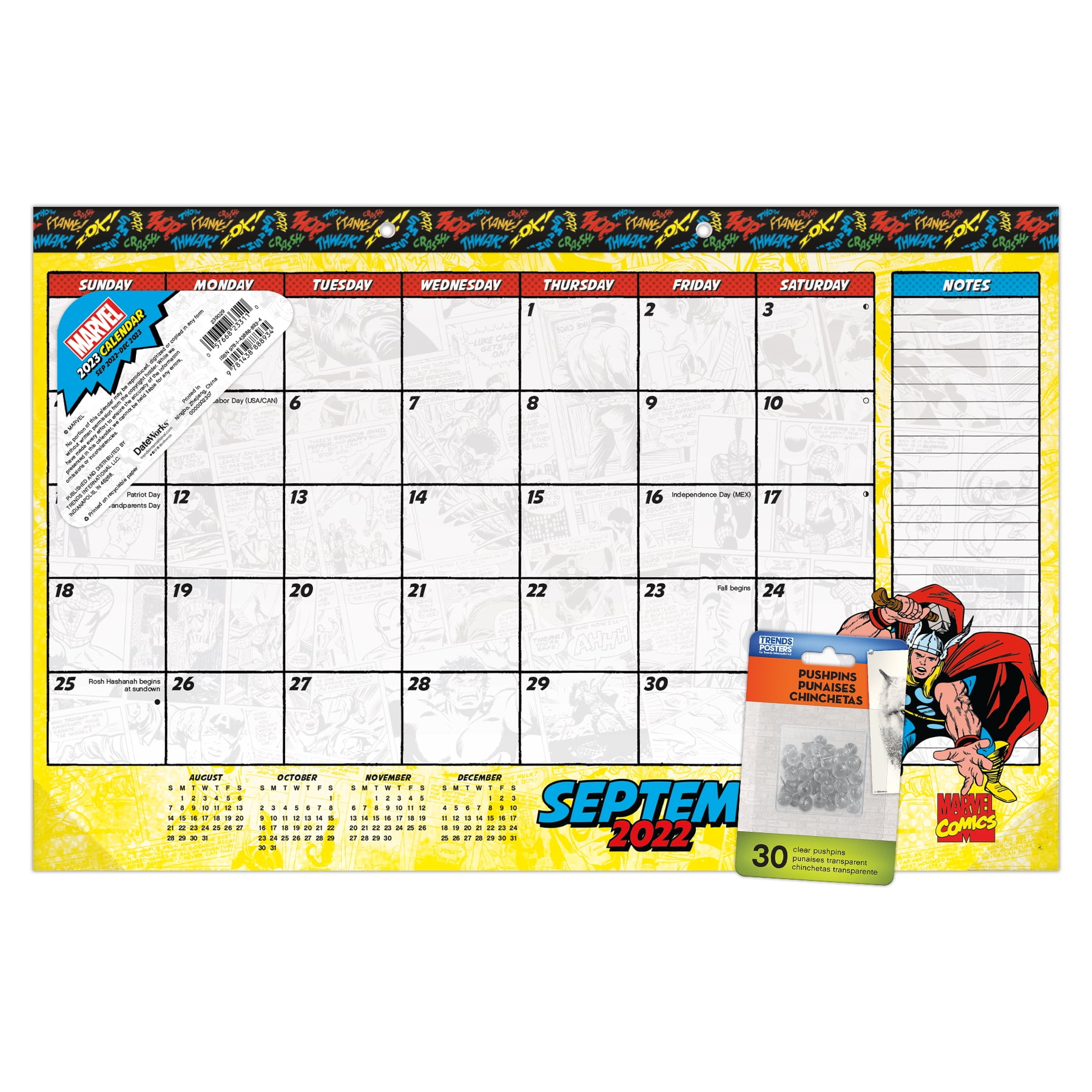 Trends International 2023 Marvel Comics Desk Pad Calendar & Pushpins ...