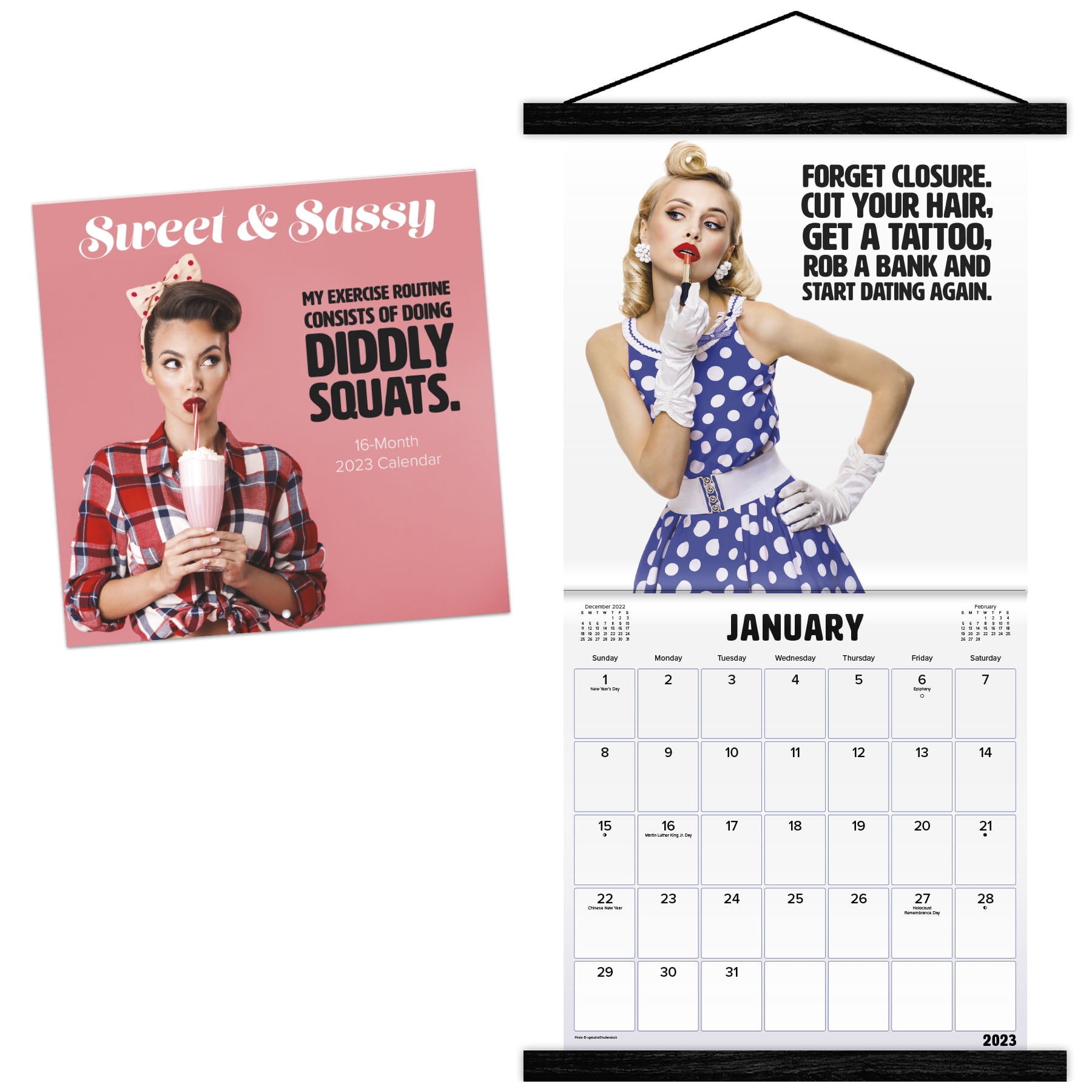 Trends International 2023 Sweet & Sassy Wall Calendar & Magnetic Frame ...
