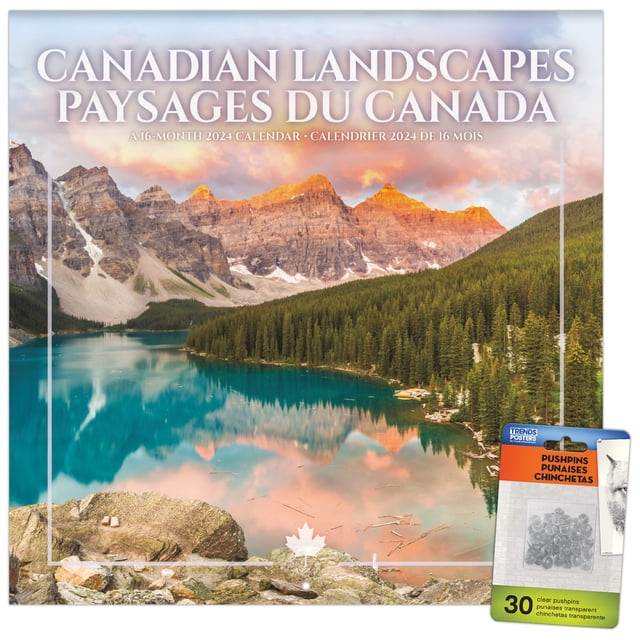 Trends International 2024 Canadian Landscapes Wall Calendar & Push Pins ...