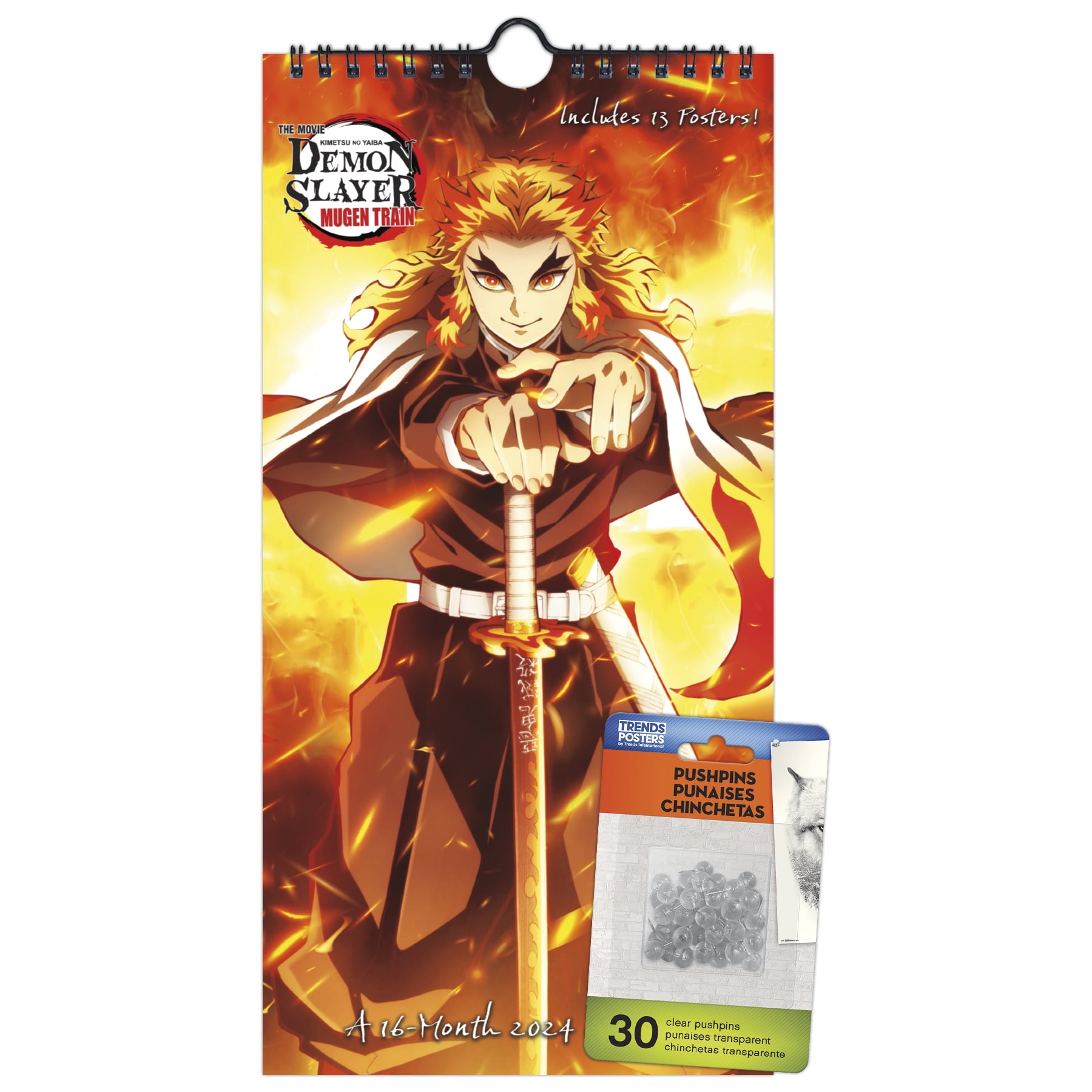 Trends International 2024 Demon Slayer Mini Poster Calendar & Push Pins ...