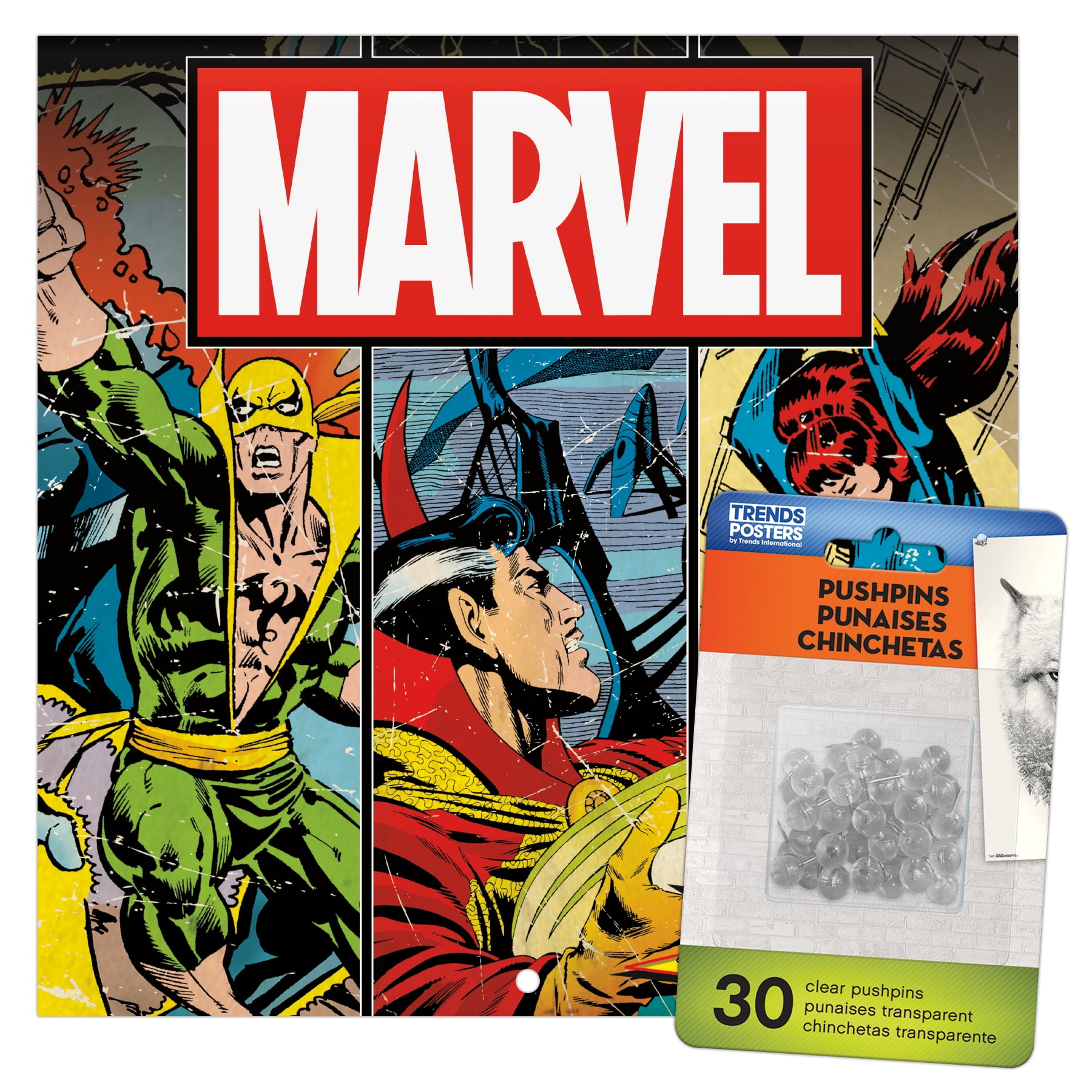 Trends International 2024 Marvel Comics Mini Wall Calendar & Push Pins ...