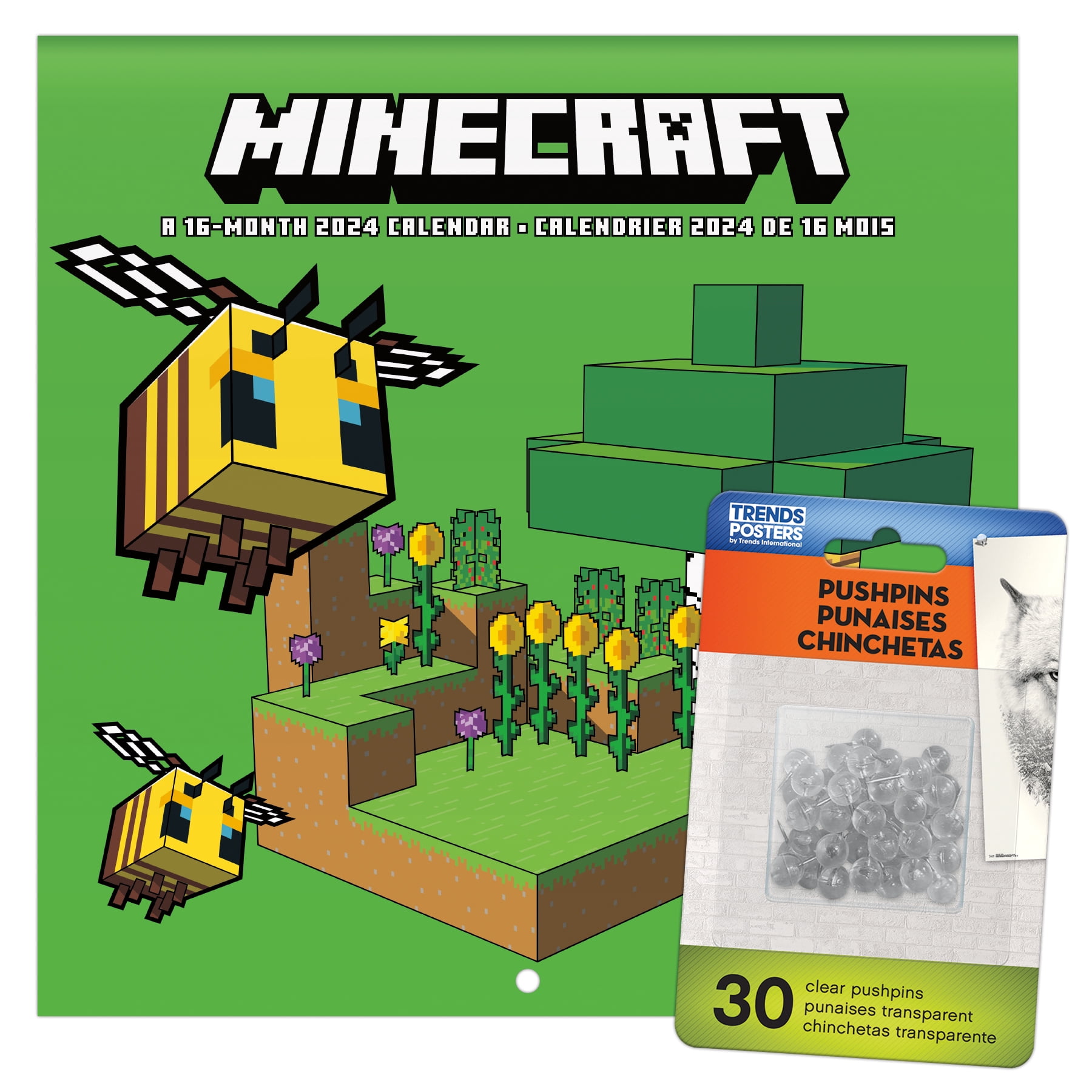 Trends International 2024 Minecraft Mini Wall Calendar & Push Pins ...