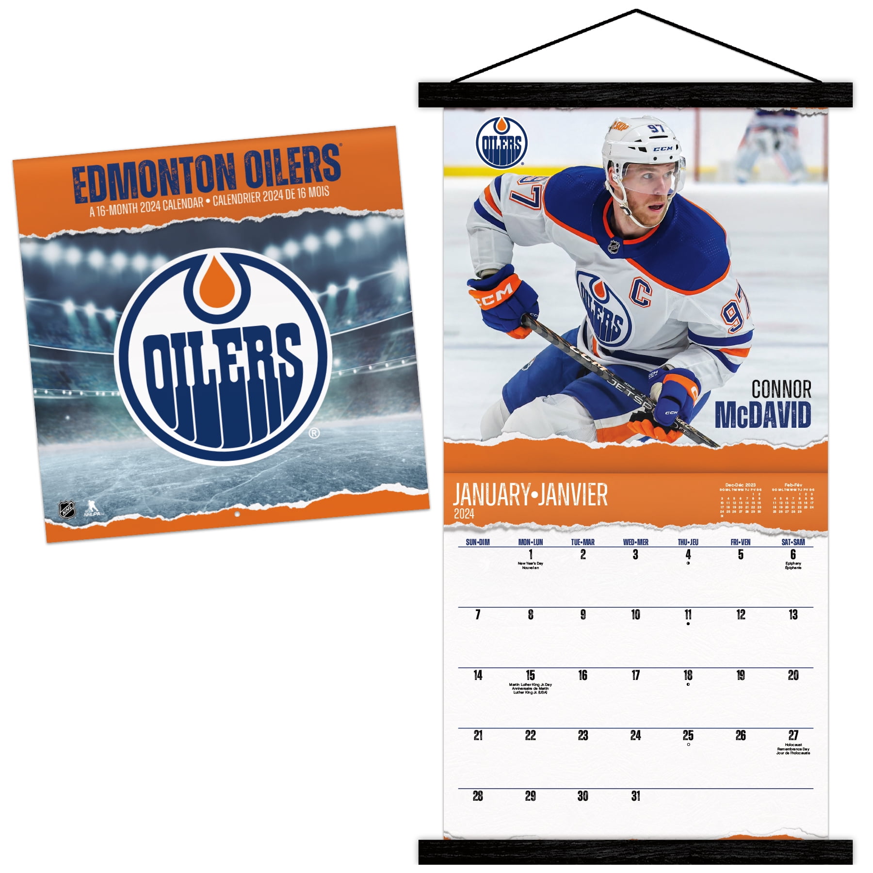 Trends International 2024 NHL Edmonton Oilers Wall Calendar & Magnetic ...