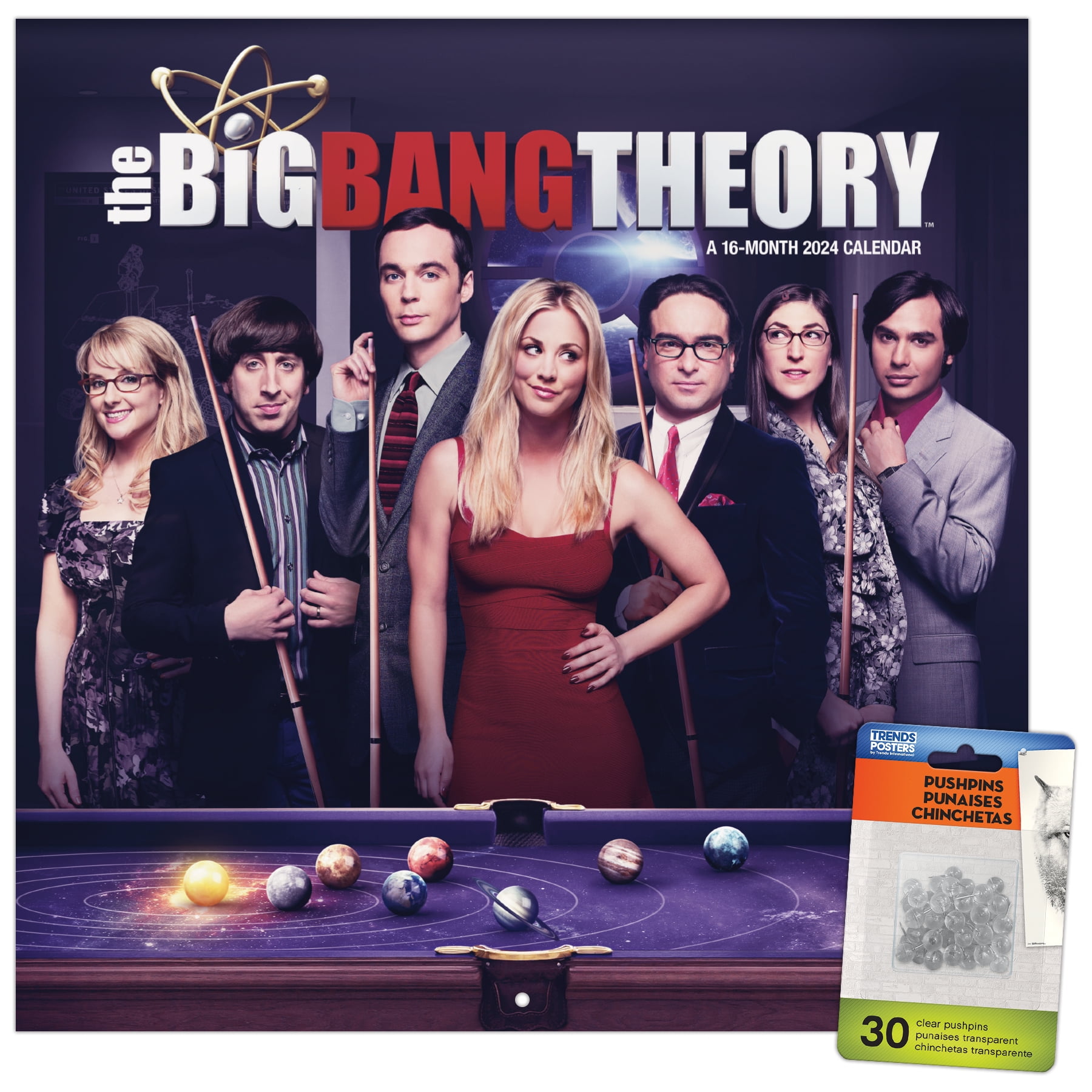 Trends International 2024 The Big Bang Theory Wall Calendar & Push Pins ...
