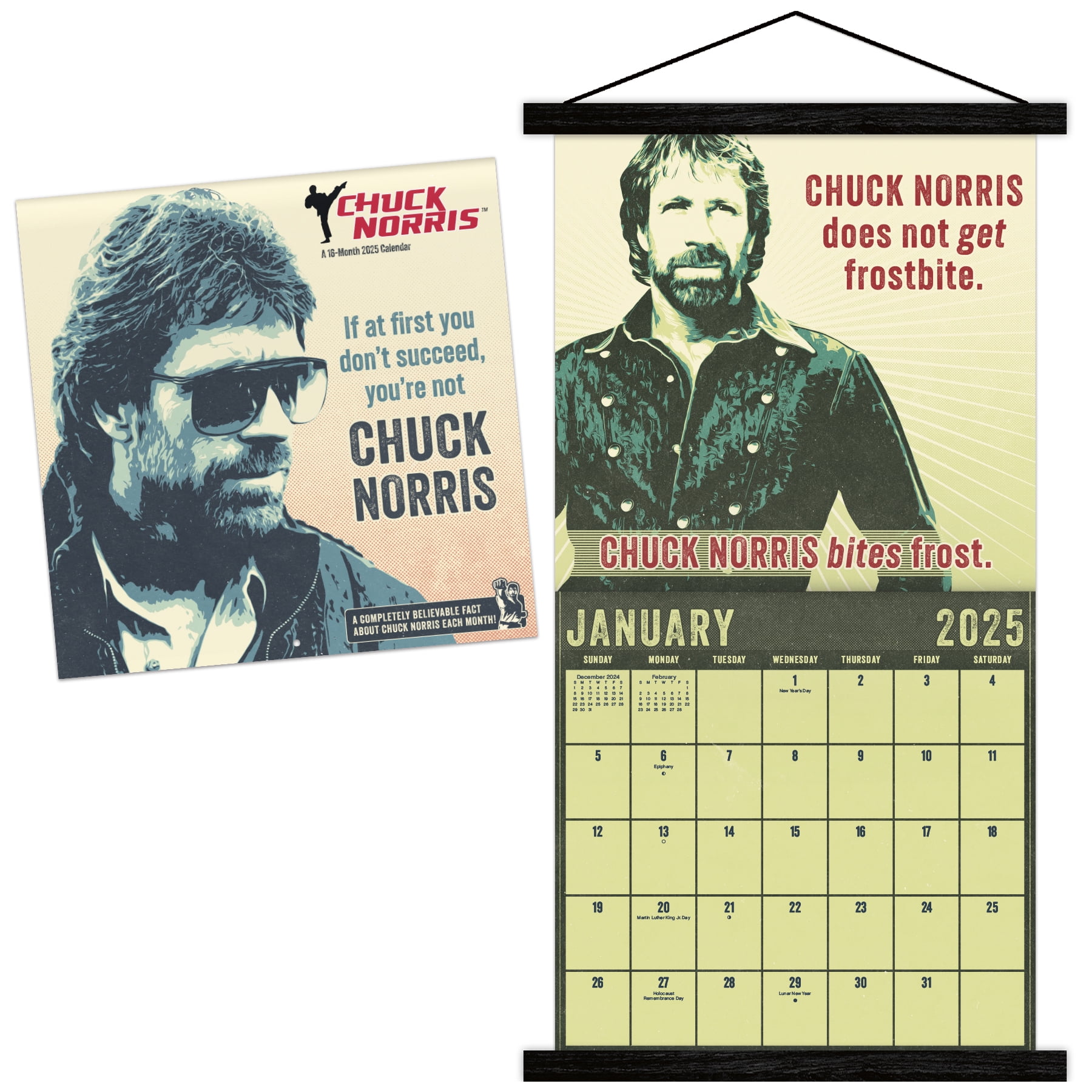 Trends International 2025 Chuck Norris Wall Calendar & Magnetic Frame ...